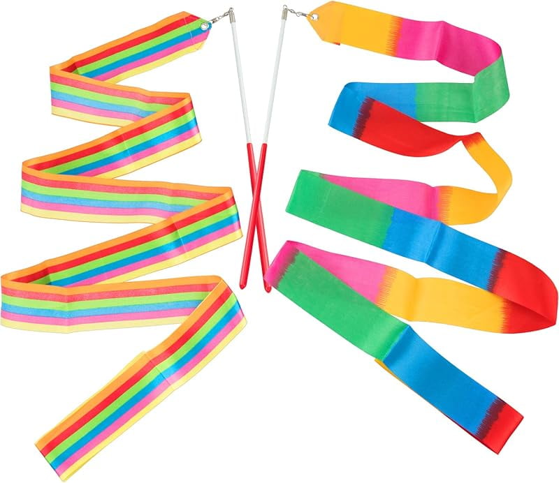 ANCIRS 4 Pack 2-Meter Dance Ribbons, Rainbow Streamers Rhythmic ...