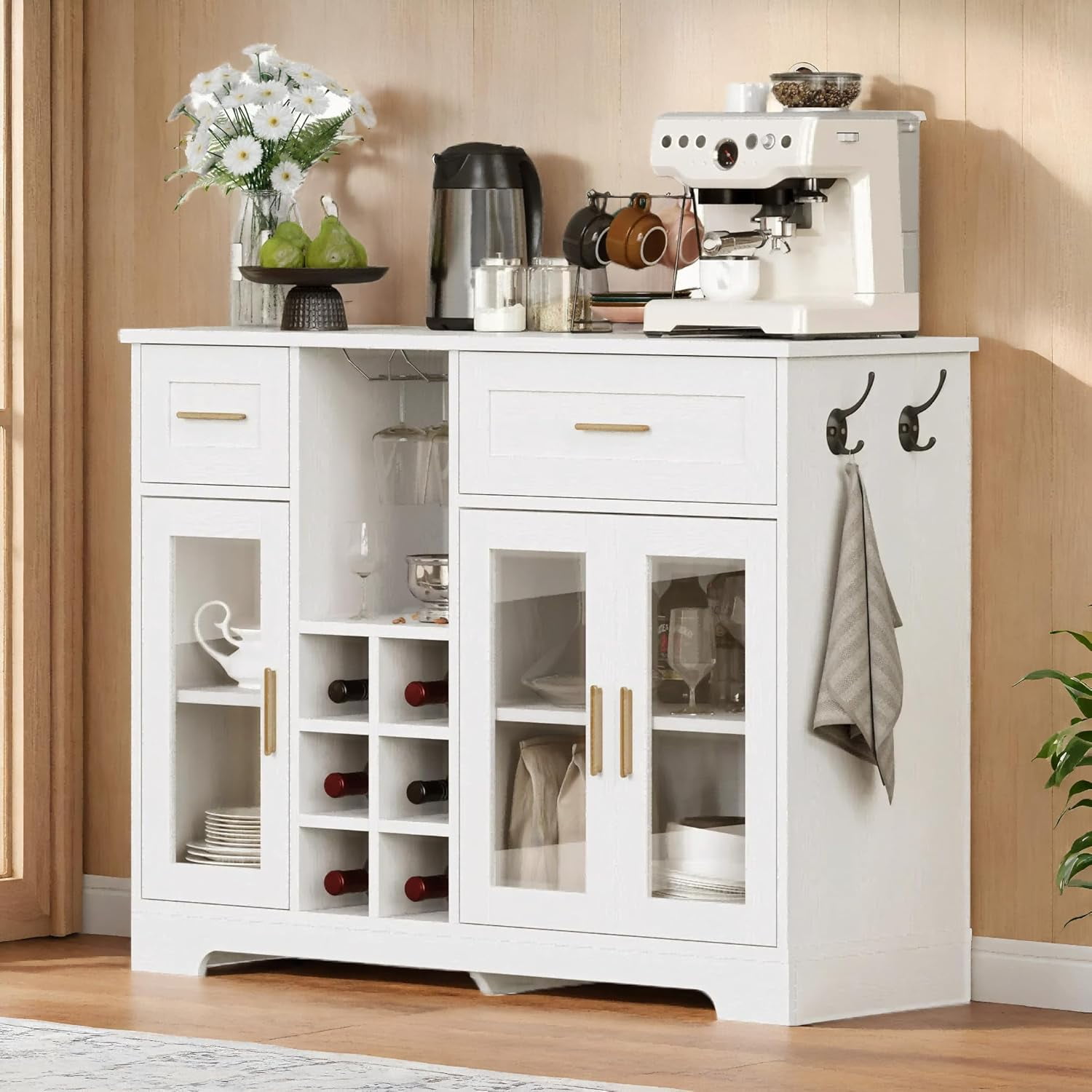 ANCTOR Sideboard Buffet Cabinet with Storage Bar Cabinet with Wine ...