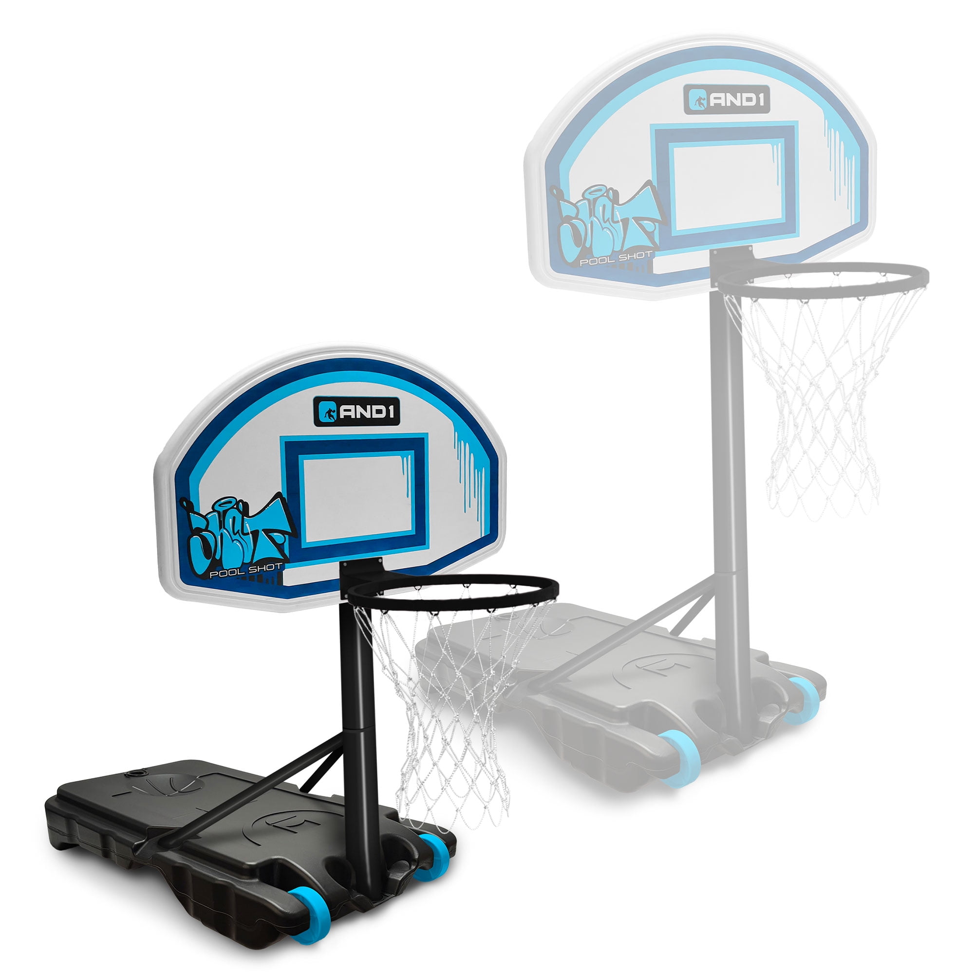 AND1 Adjustable Poolside Basketball Hoop, Shatterproof Grade 27 ...