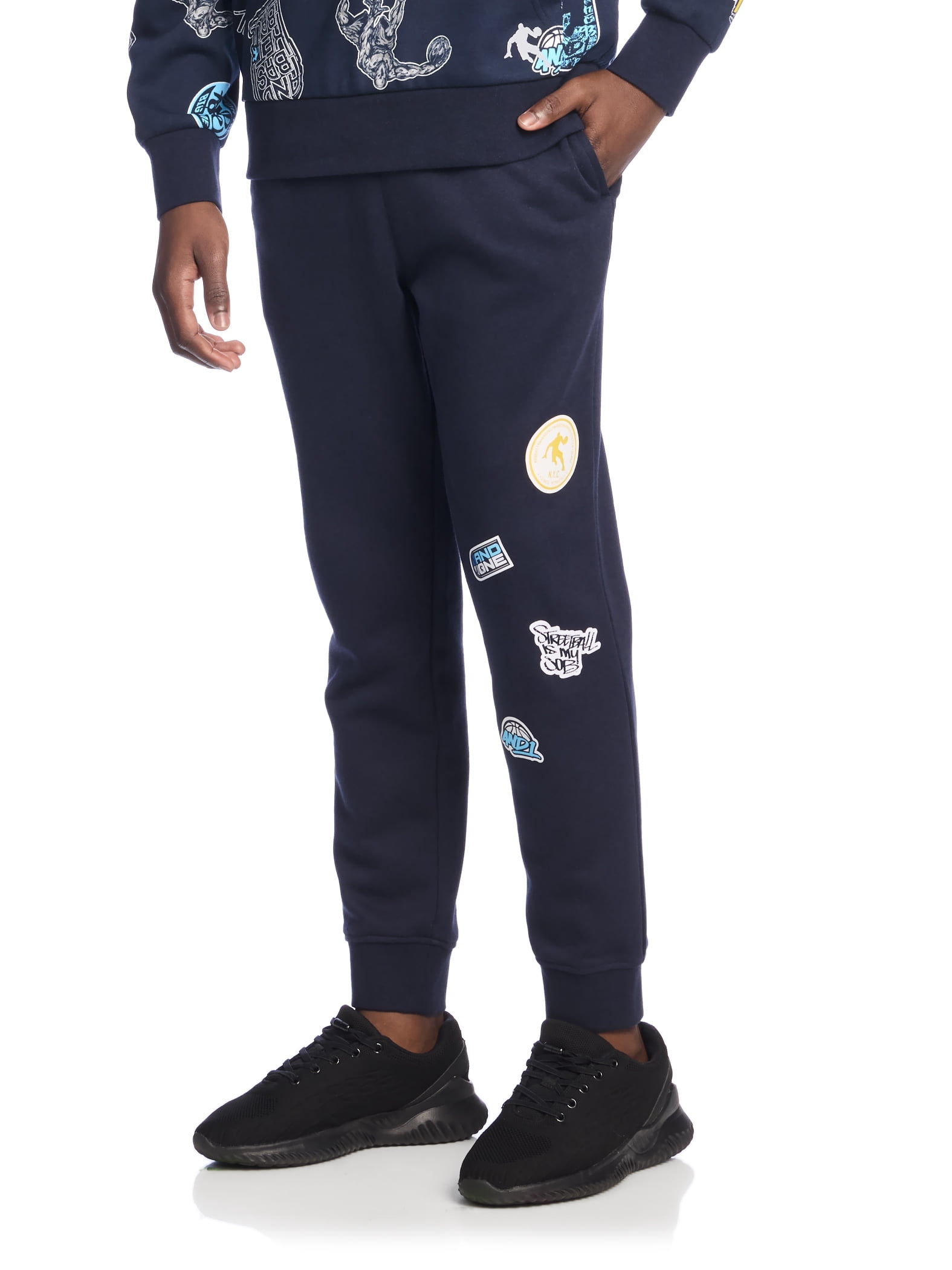 AND1 Boy's Athletic Sticker Graphic Fleece Jogger, Sizes 4-18 - Walmart.com