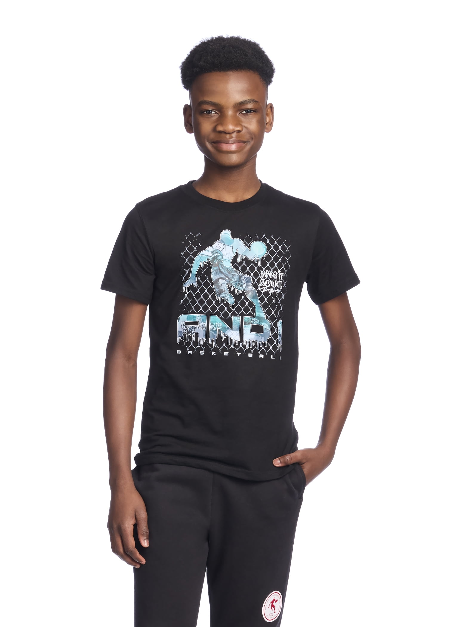 AND1 Boys Graphic Tee - Sleeve Basketball Shirt - Sizes 4-18 - Walmart.com