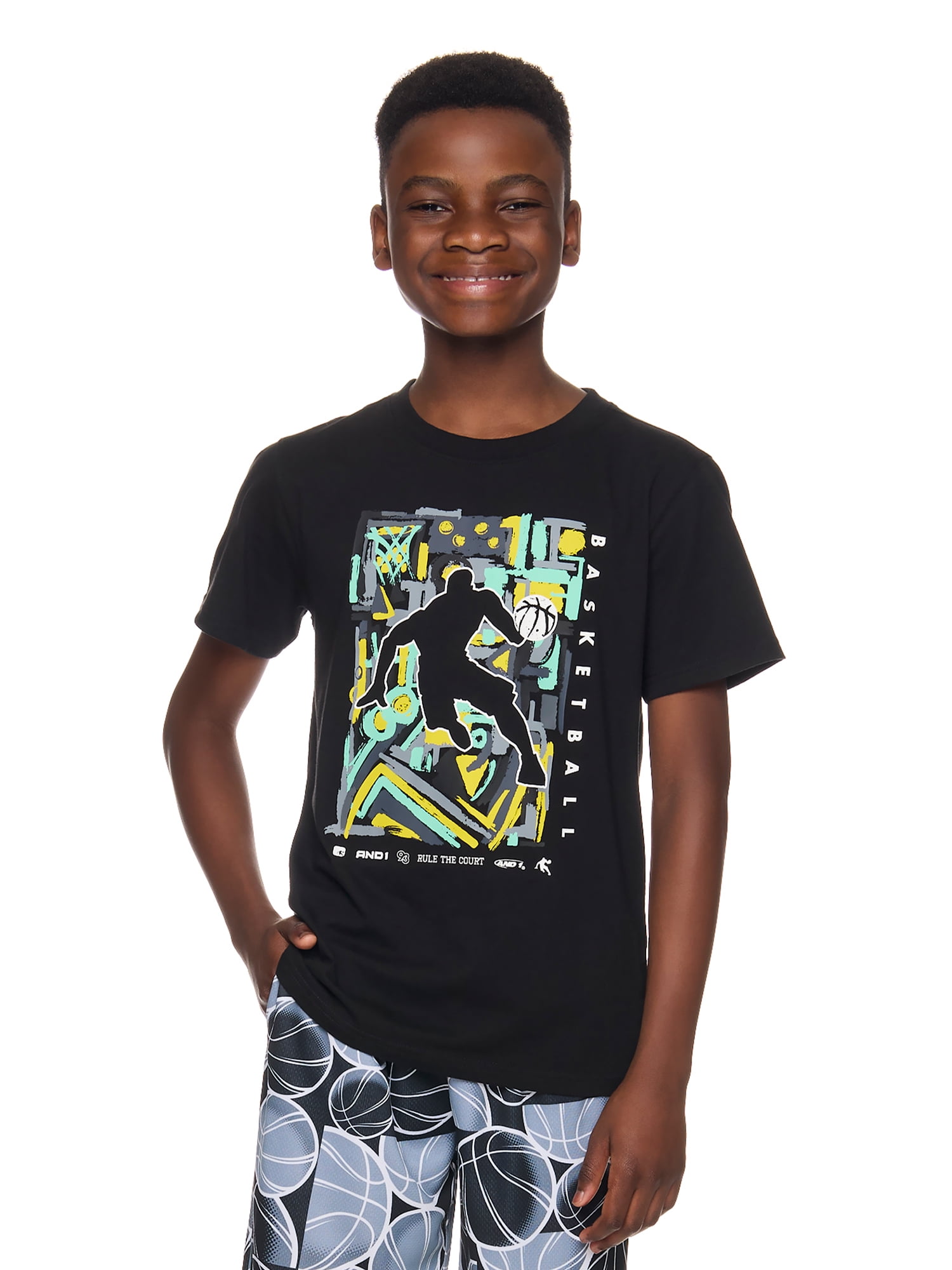 AND1 Boys Short Sleeve Graphic Active T-Shirt, Sizes 4-18 - Walmart.com