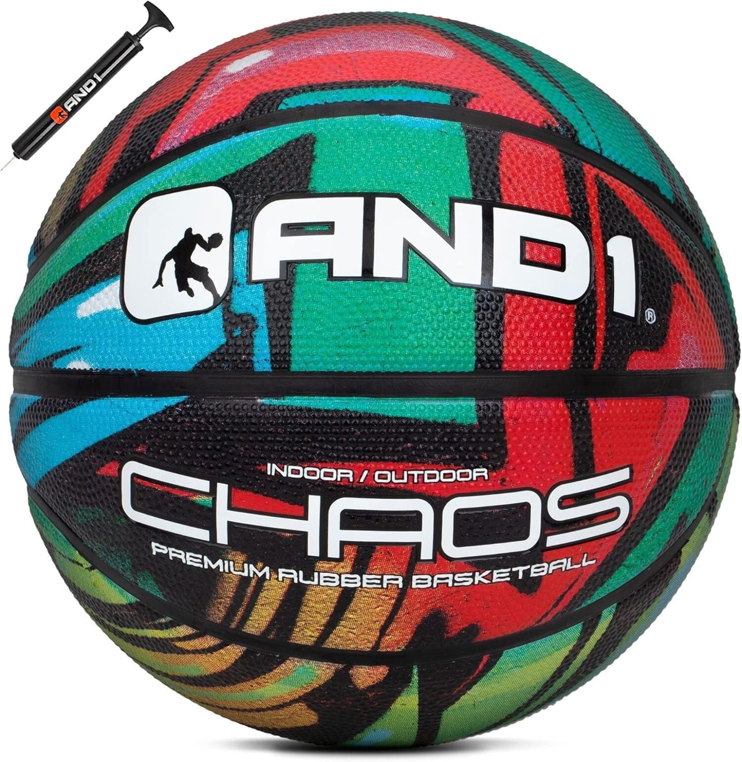 AND1 Chaos Basketball: Size 7 (29.5") Rubber, Deep Channel, Made for ...