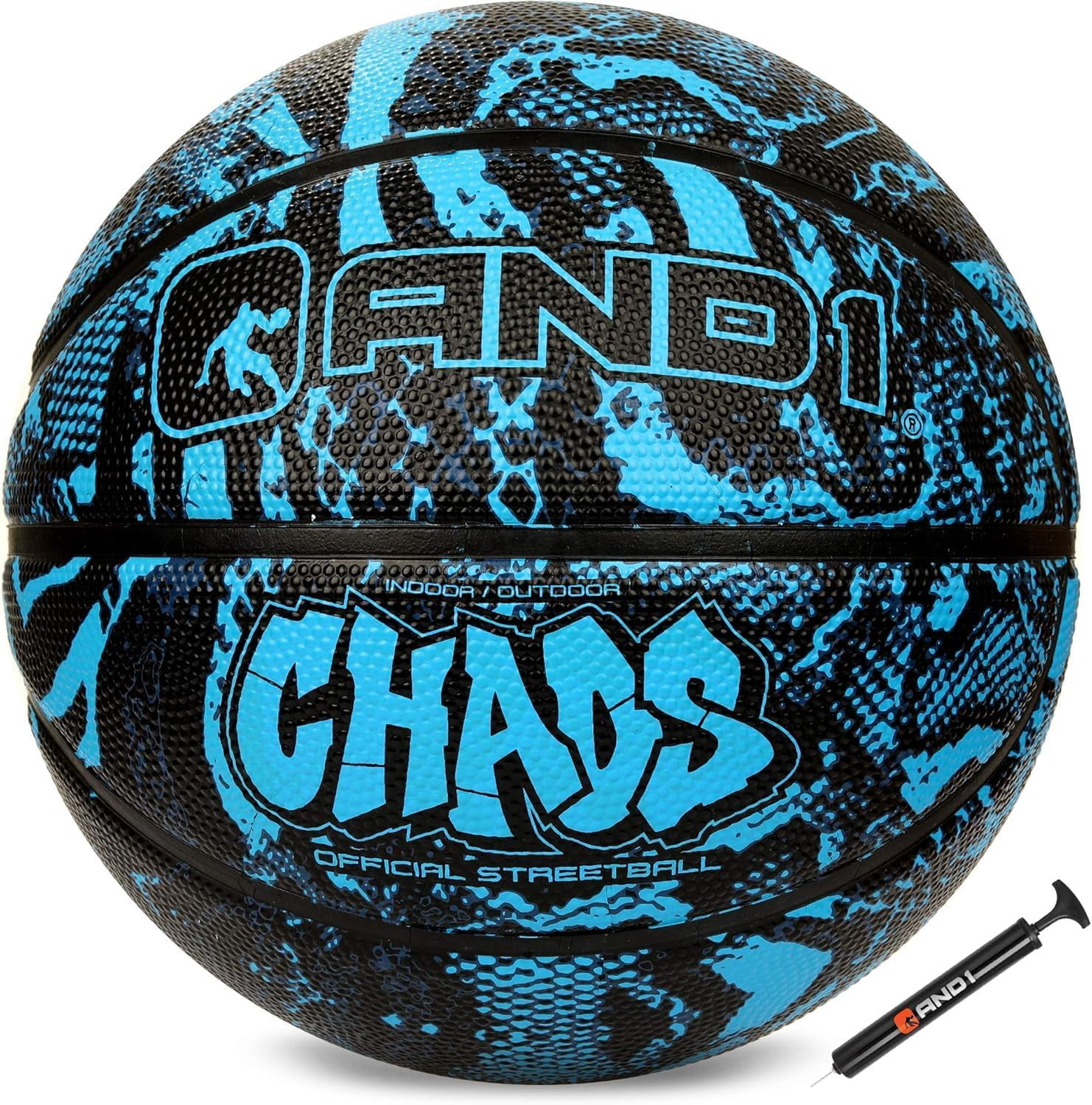 AND1 Chaos Basketball: Size 7 (29.5") Rubber, Deep Channel, Made for ...