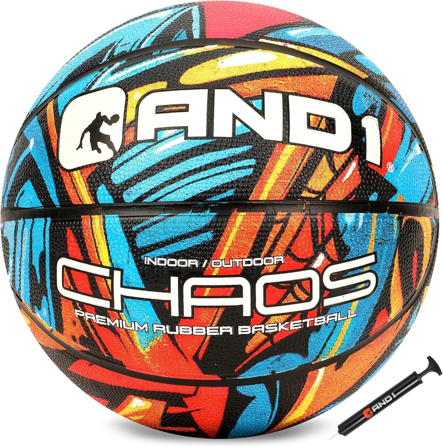 AND1 Chaos Basketball: Size 7 (29.5") Rubber, Deep Channel, Made for ...