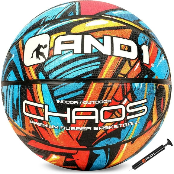 AND1 Chaos Basketball, Official Size 7 (29.5"), Rubber, Deep Channel ...