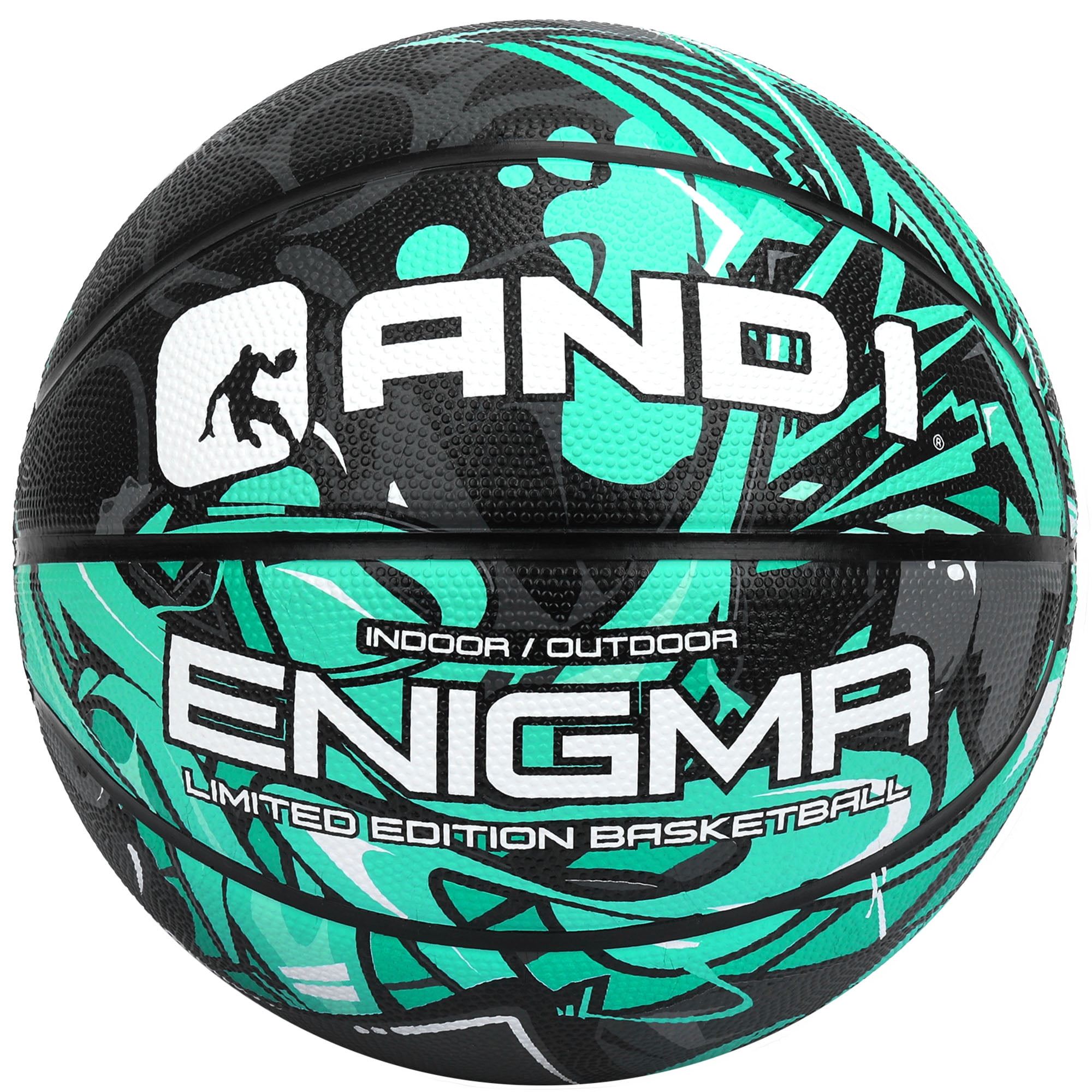 AND1 Enigma Indoor/Outdoor Intermediate Premium Rubber Basketball, Teal ...