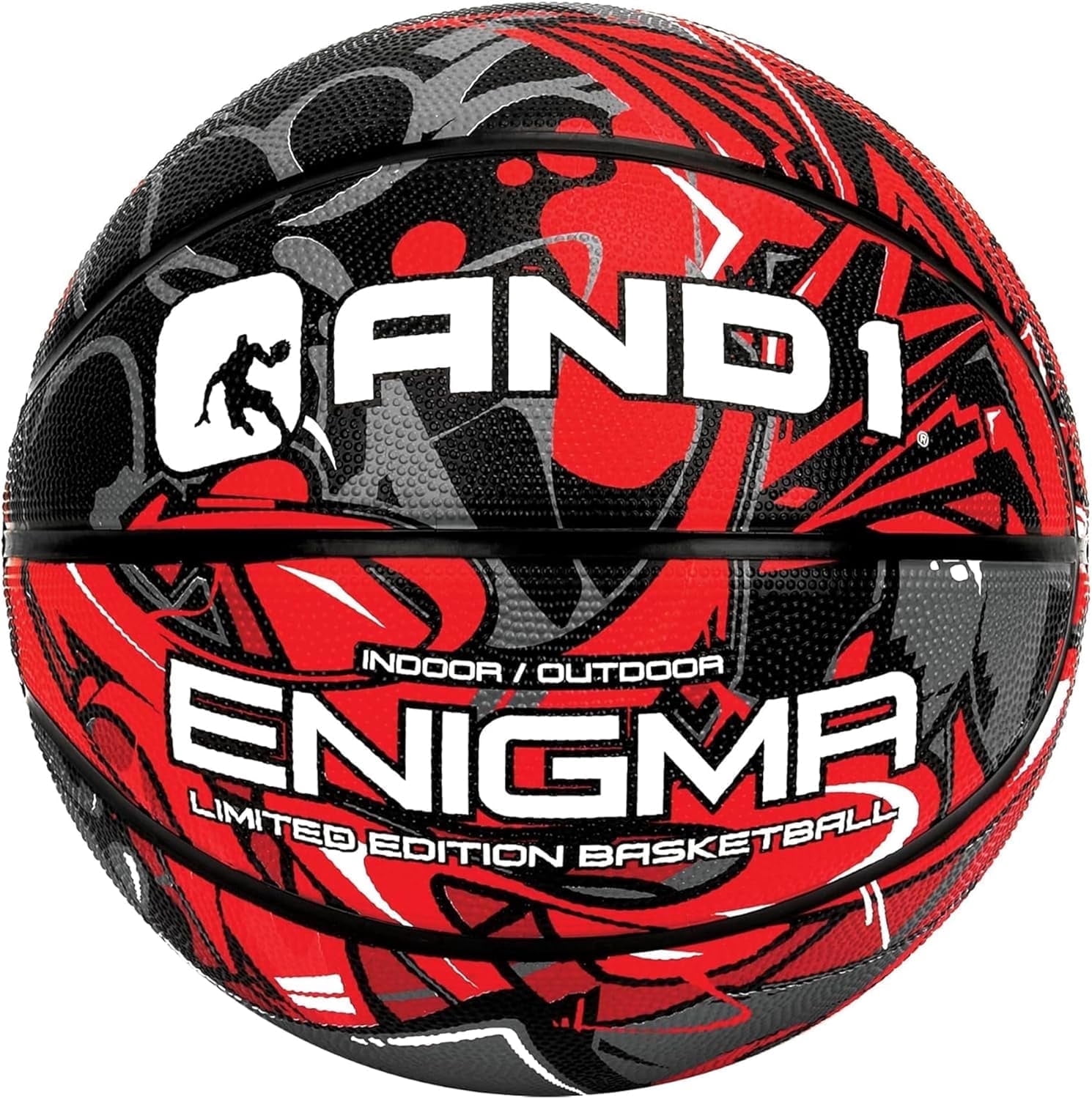 AND1 Enigma Rubber Basketball: Size 7 (29.5") Deep Channel Construction ...