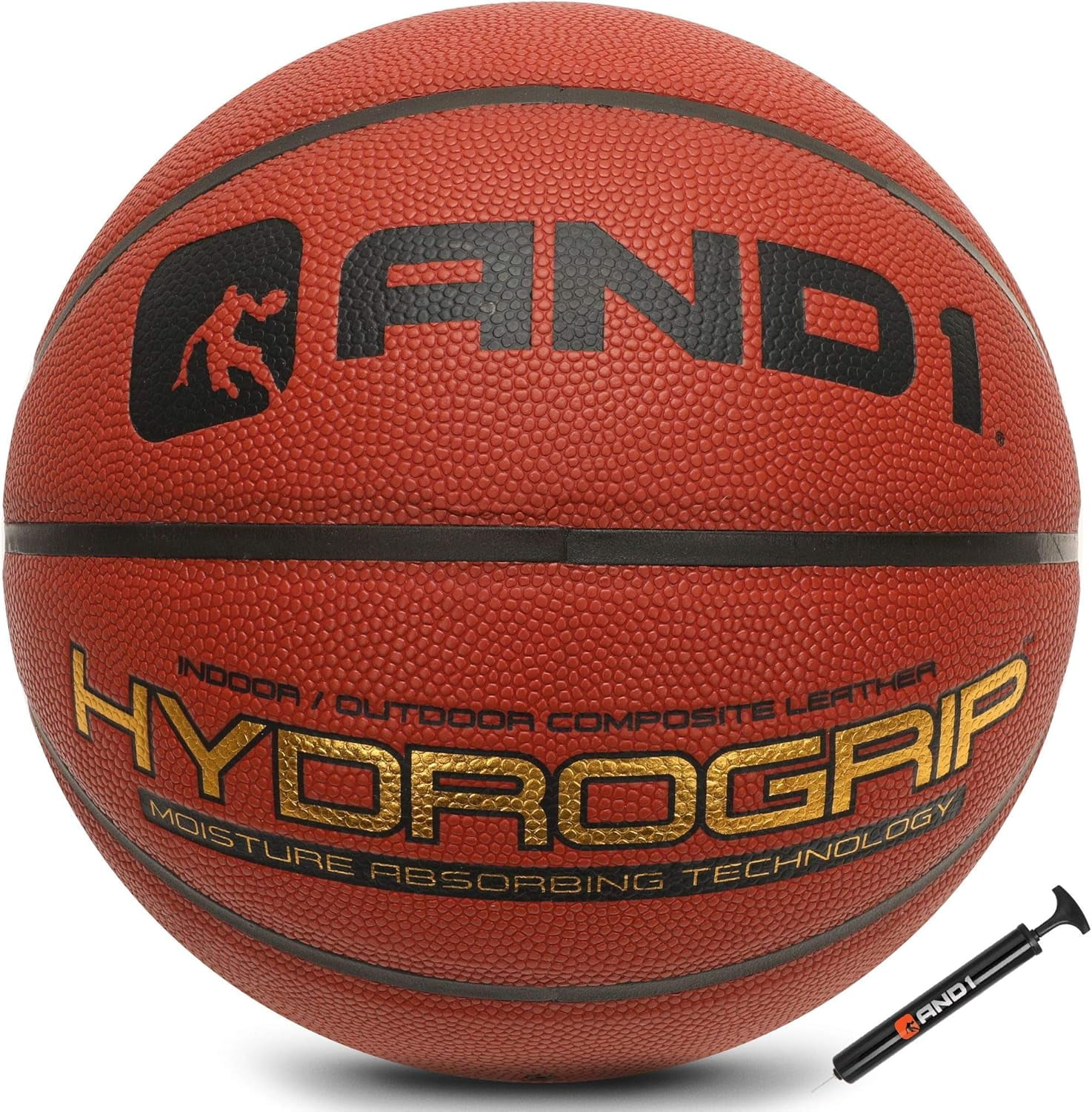 AND1 Hydrogrip Premium Composite Basketball & Pump, Official Size 7 ...