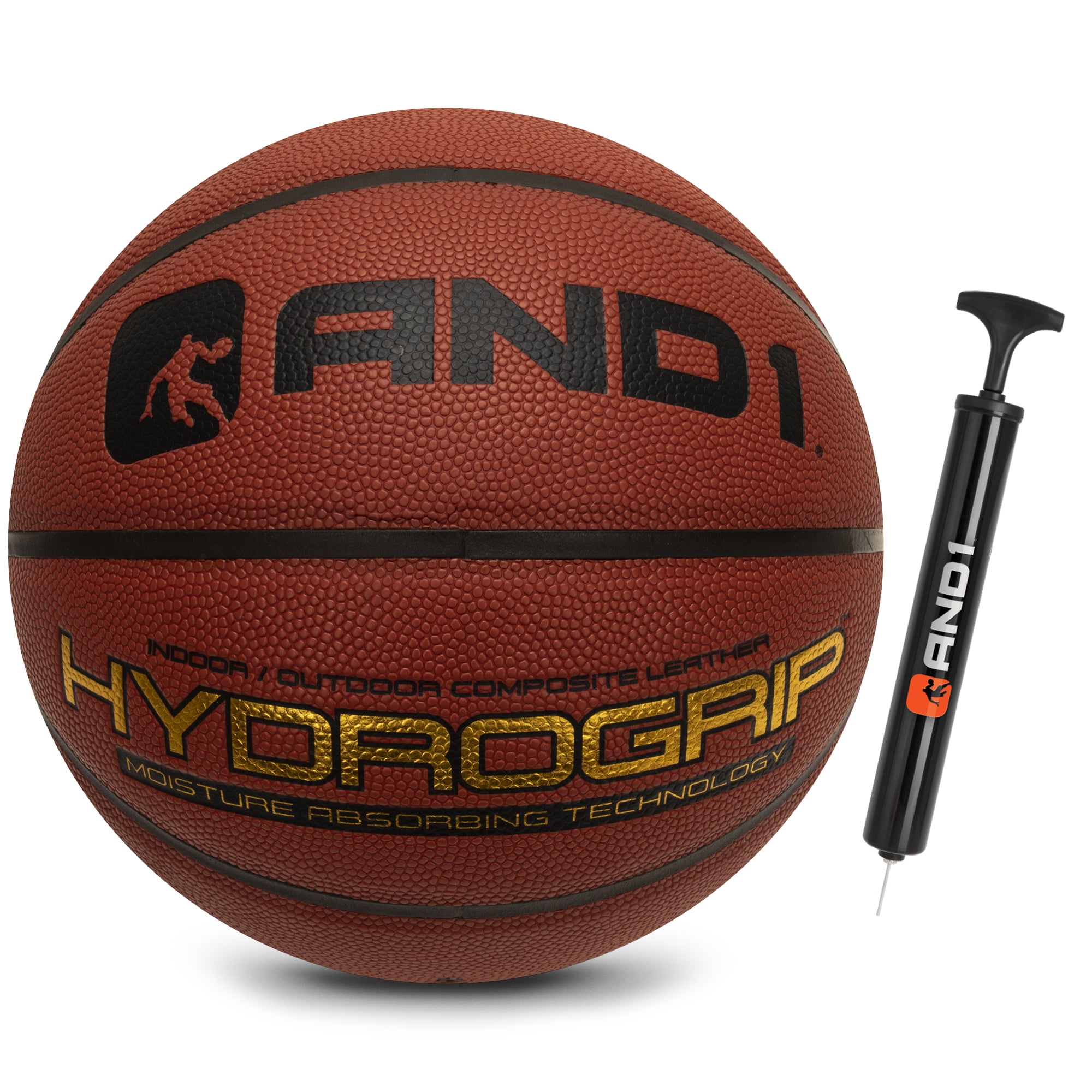 AND1 Hydrogrip Premium Composite Basketball & Pump, Official Size 7 ...