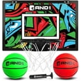 Free Shipping! AND1 Indoor Basketball Hoop, 18"x12" over The Door Mini ...