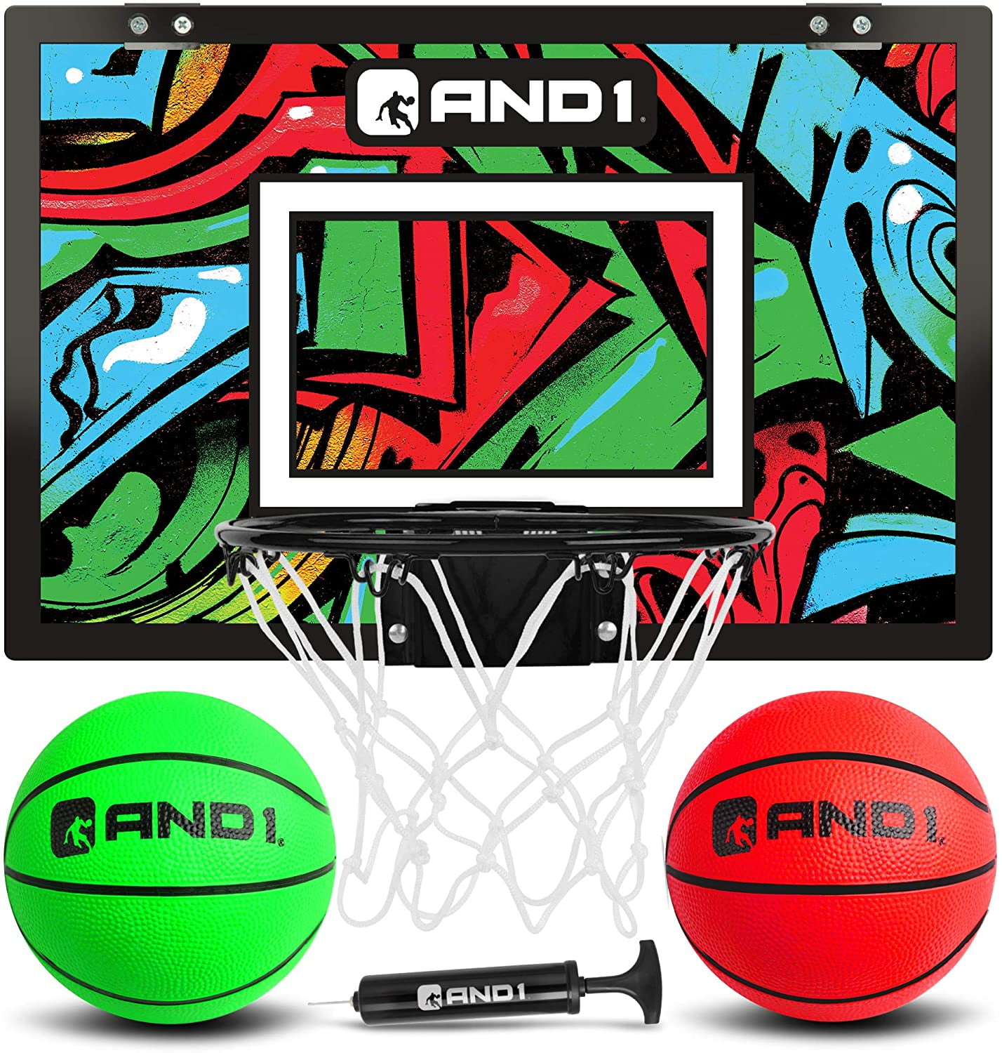 Free Shipping! AND1 Indoor Basketball Hoop, 18"x12" over The Door Mini ...