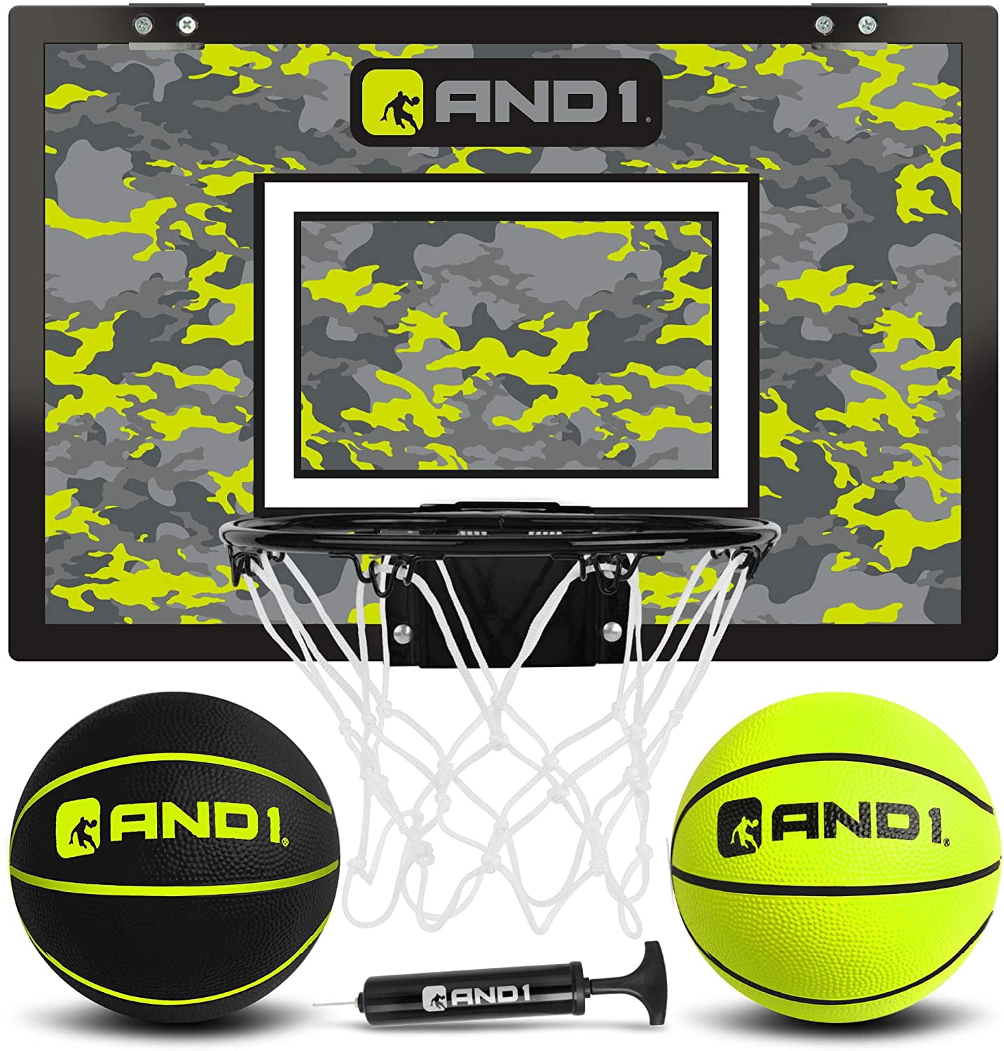AND1 18”x12” Over-the-Door Mini Basketball Hoop, Indoor Game for Kids ...