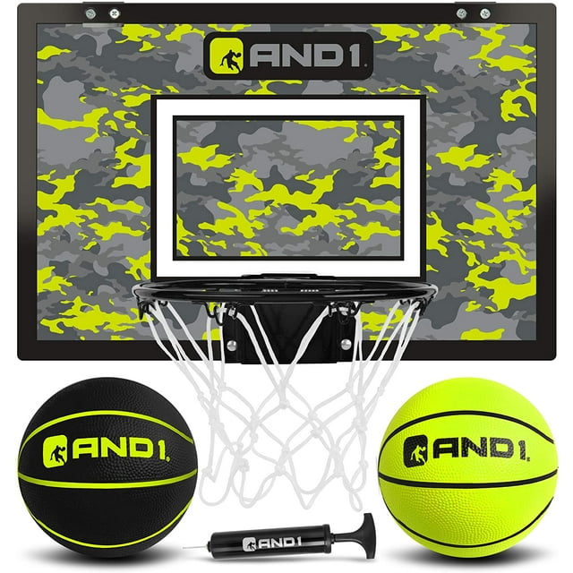 AND1 18”x12” Over-the-Door Mini Basketball Hoop, Indoor Game for Kids ...