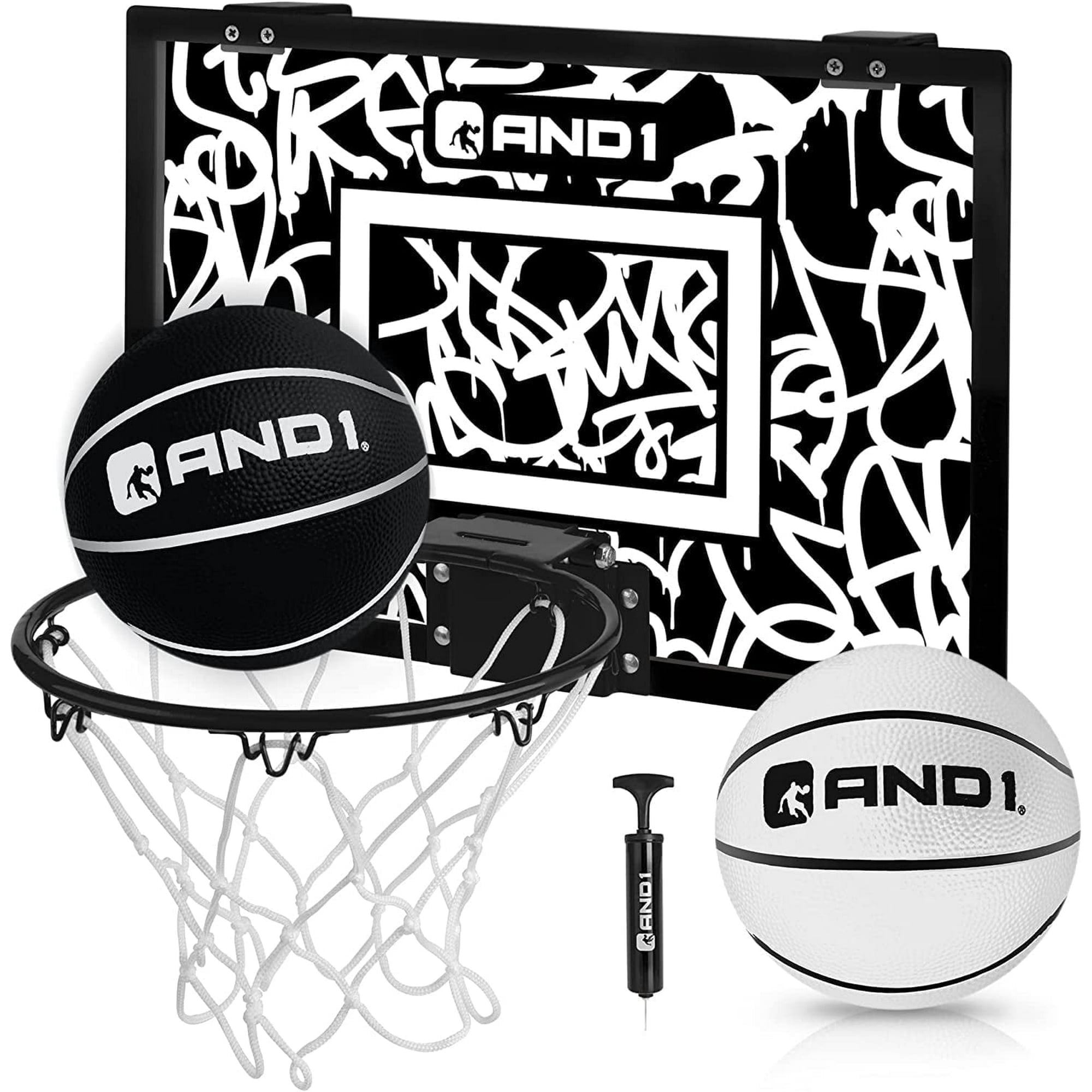 Free Shipping! AND1 Indoor Basketball Hoop, 18"x12" over the Door Mini ...