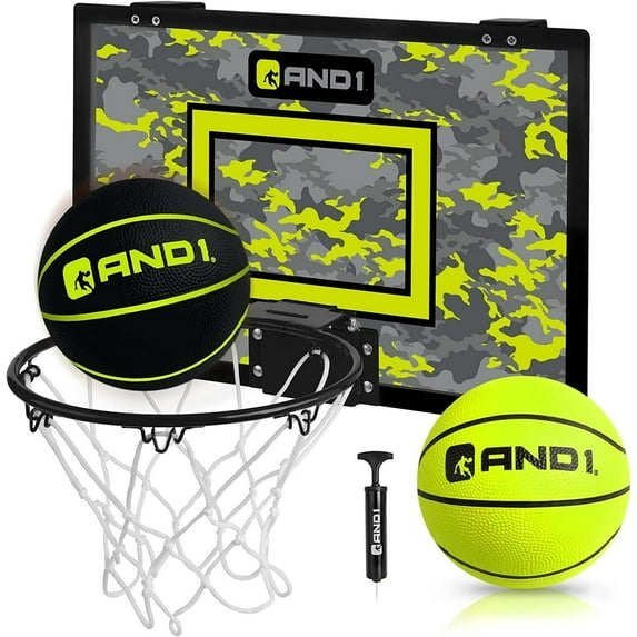 AND1 18”x12” Over-the-Door Mini Basketball Hoop, Indoor Game for Kids ...