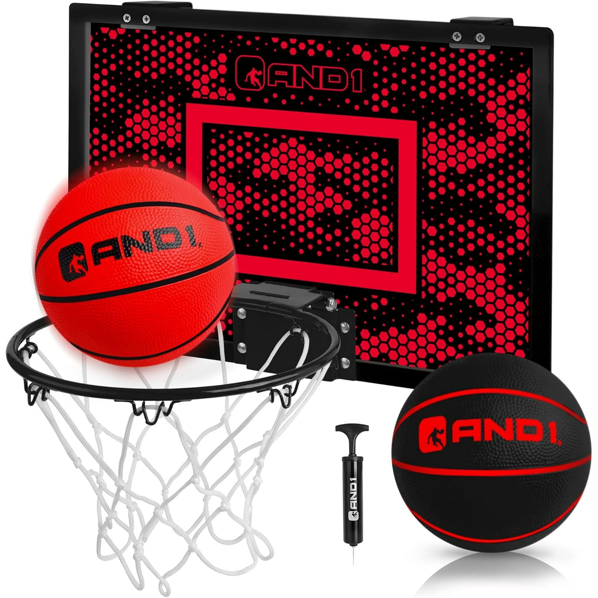 AND1 Indoor Basketball Hoop- 18”x12” Mini Basketball Hoop- Over the ...