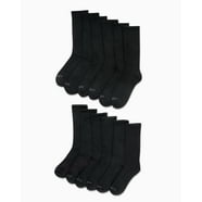 Athletic Works Men's Crew Socks 12 Pack Black with Grey Heel and Toe ...