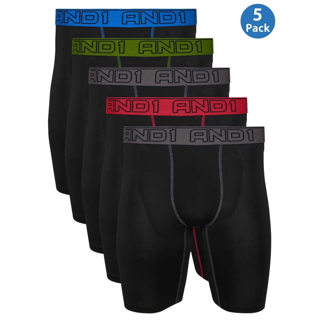 AND1 Men's Long Leg Performance Boxer Brief, 5 Pack - Walmart.com