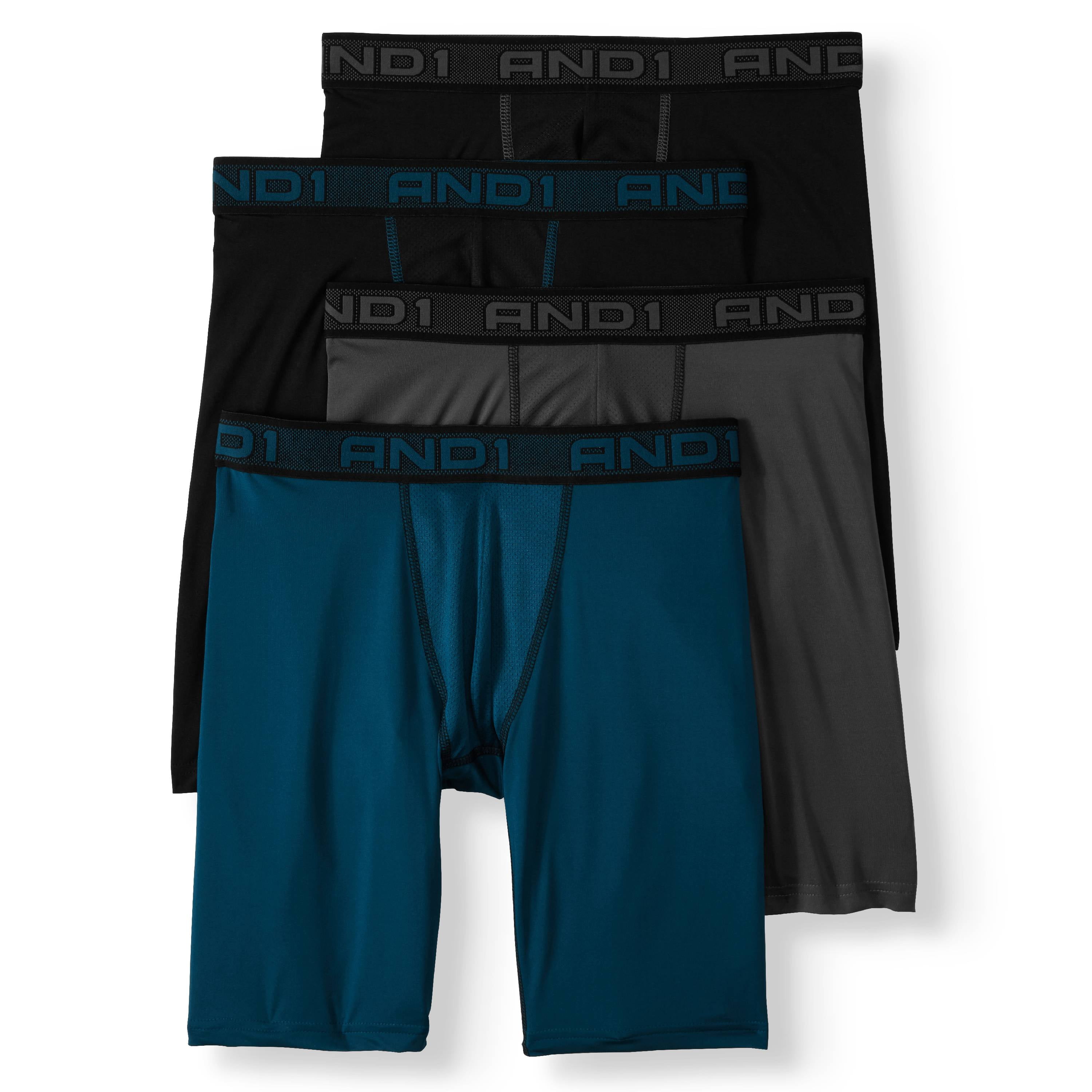 AND1 Men's Performance Long Length Boxer Briefs with Contour Pouch, 4 ...