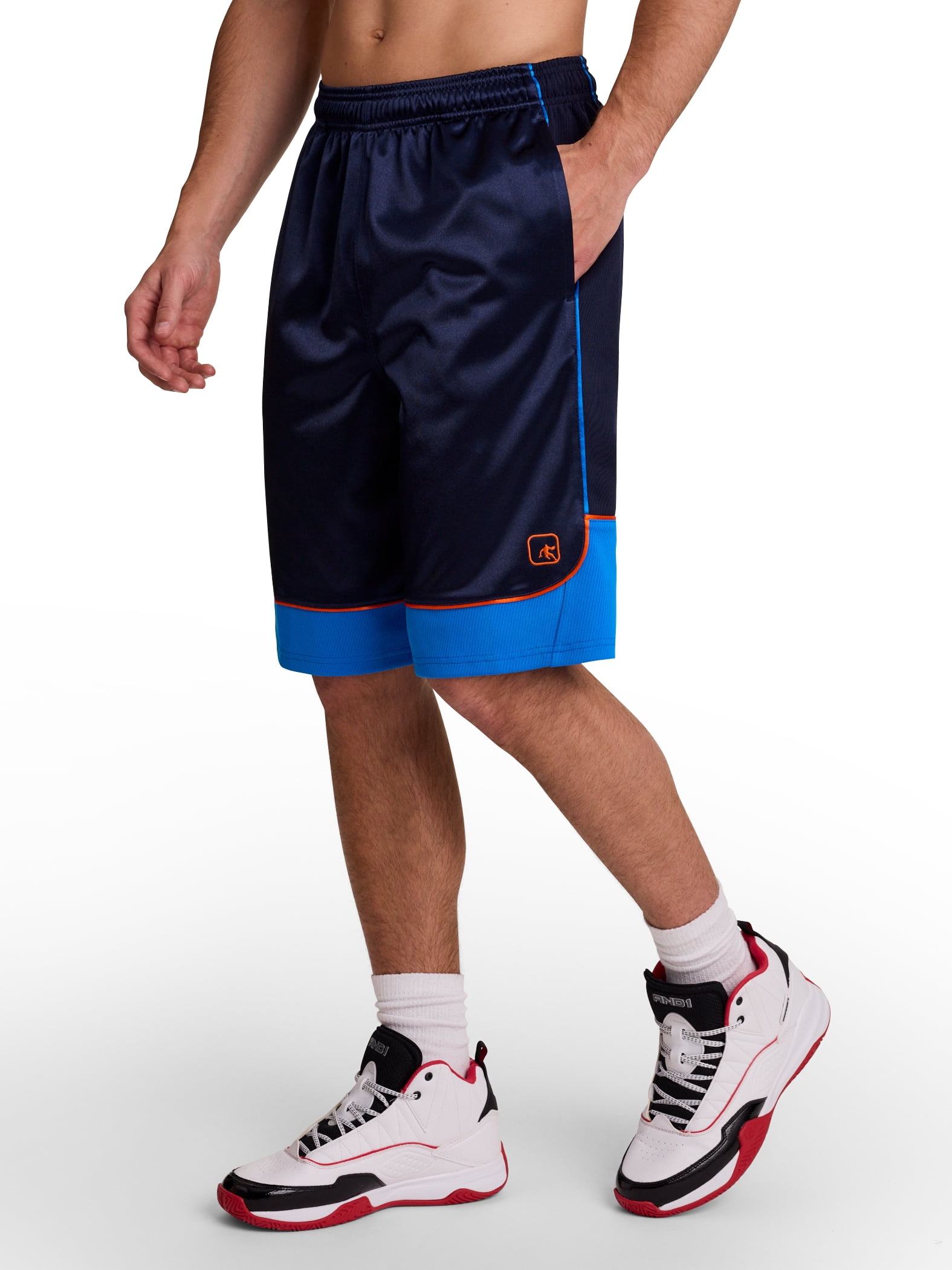 AND1 Men's and Big Men's All Court Colorblock Short, 11" inseam, up to ...