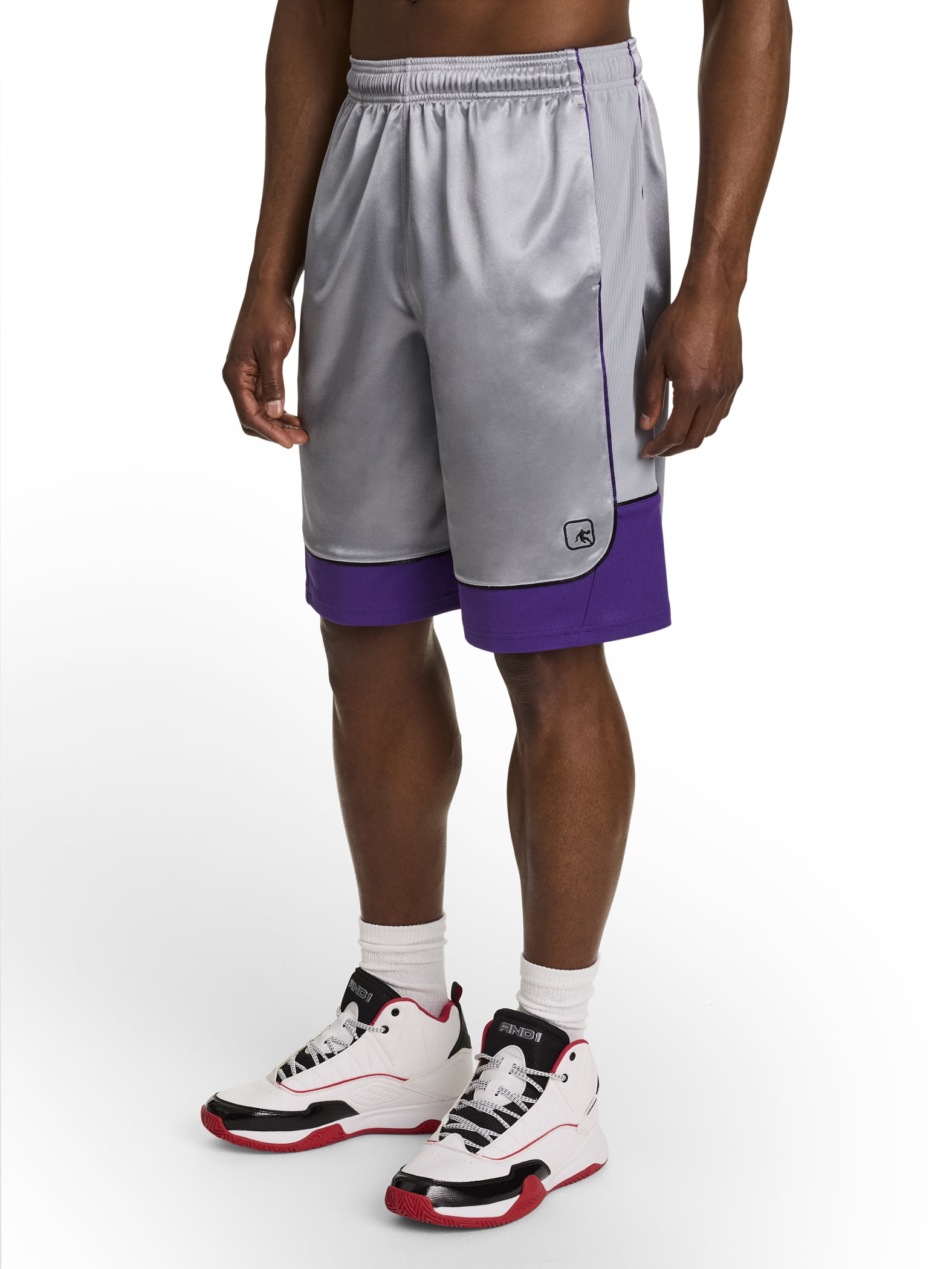 AND1 Men's and Big Men's All Court Colorblock Short, 11" inseam, up to ...