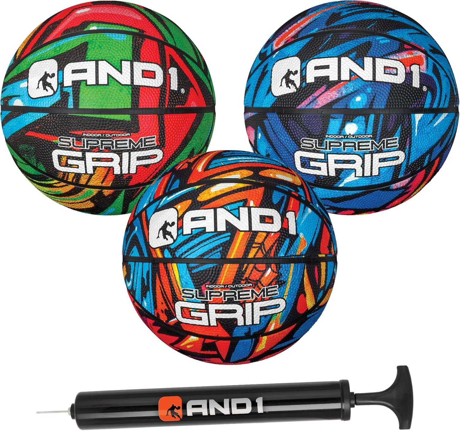 AND1 Mini Basketball 3-Pack - Size 3 (7 Inch) Easy to Grip, Youth Size ...