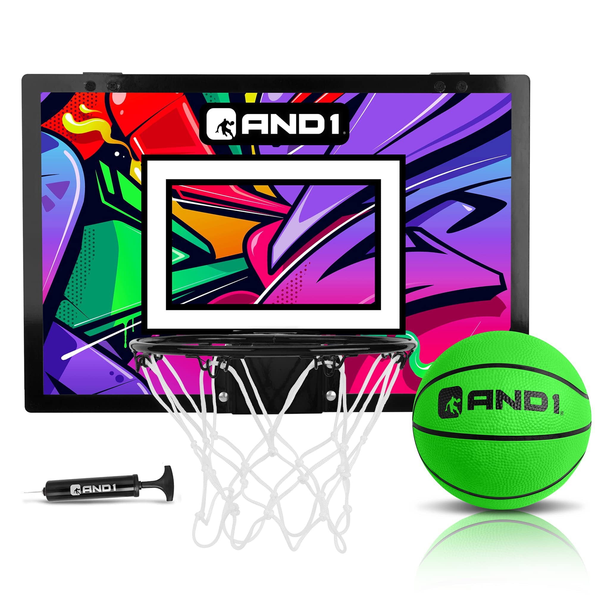 AND1 Over the Door Mini Basketball Hoop: 18x12 Shatterproof Backboard ...
