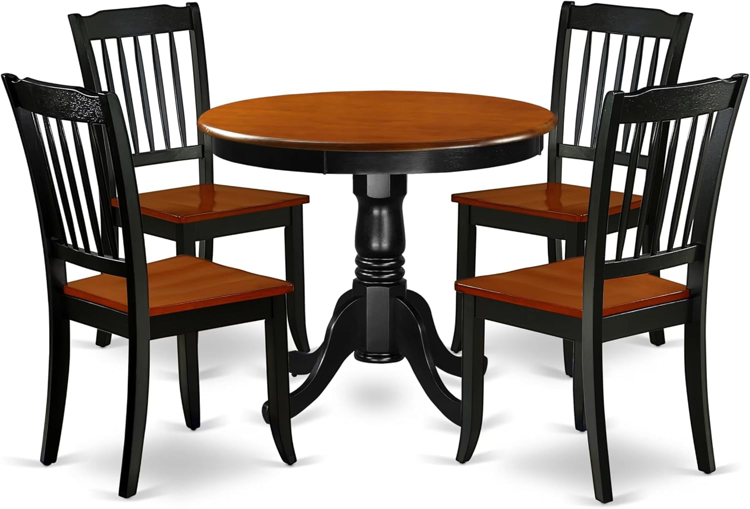 ANDA3-MAH-W 3 Piece & Chairs Set Contains Round Dining Room with Pedestal and 2 Dining Room ...
