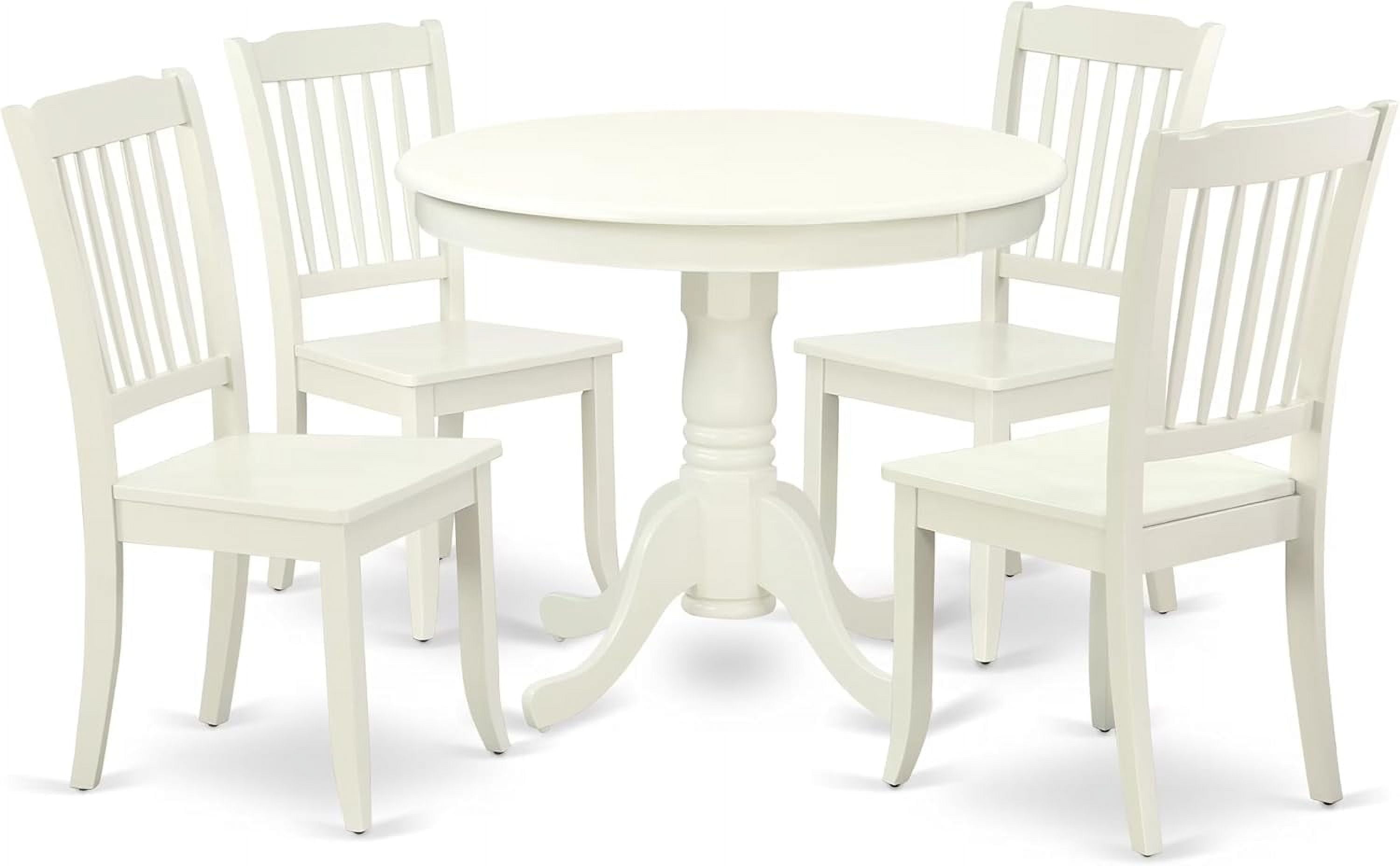 ANDA3-MAH-W 3 Piece & Chairs Set Contains Round Dining Room with Pedestal and 2 Dining Room ...