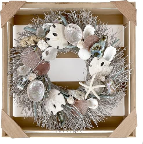 ANDALUCA Summer Seashell 20in Coastal Wreath Natural Abalone, Sand ...
