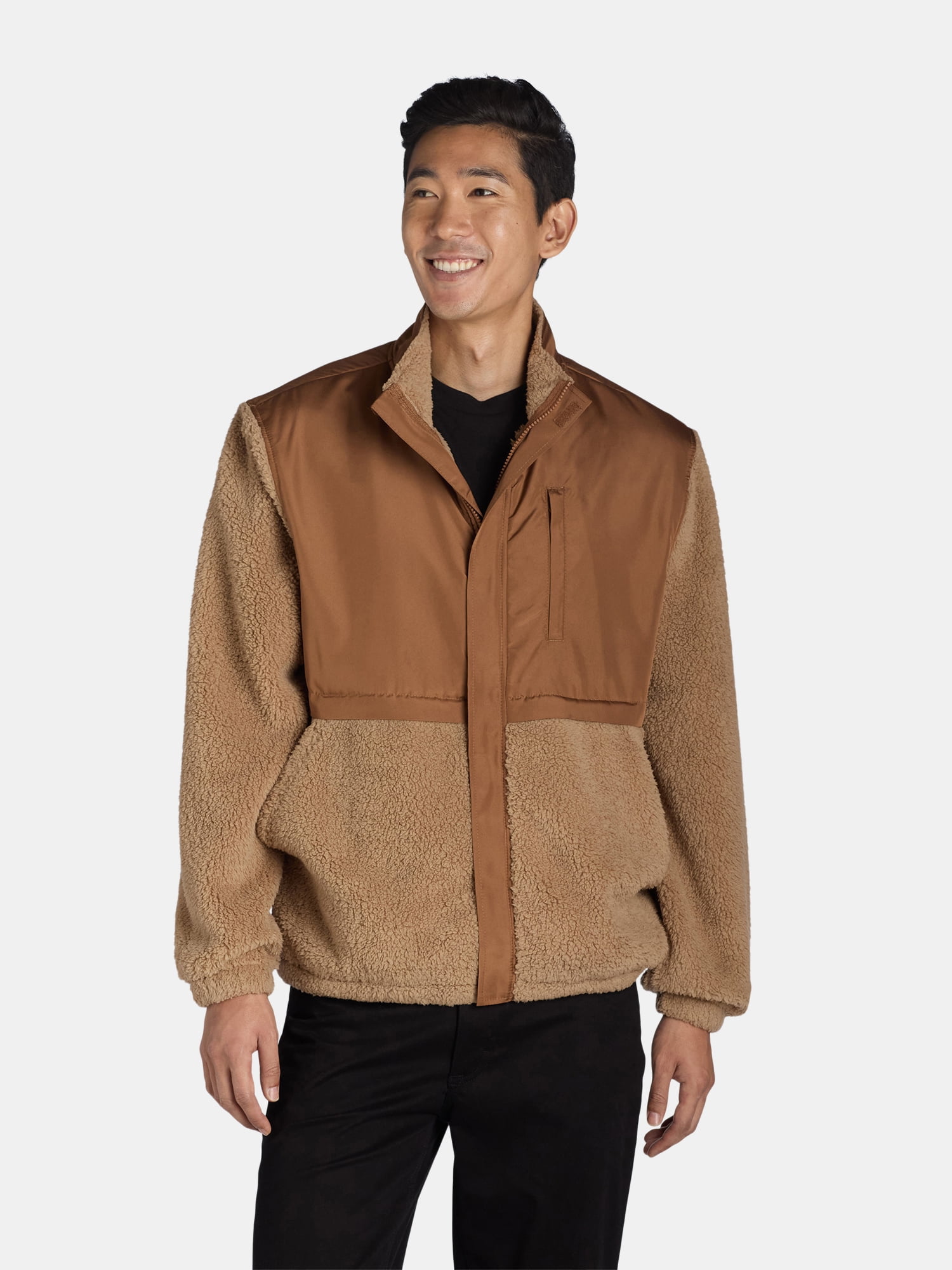 ANDE Men's High Pile Fleece and Nylon Zip Jacket, Sizes S-3X - Walmart.com