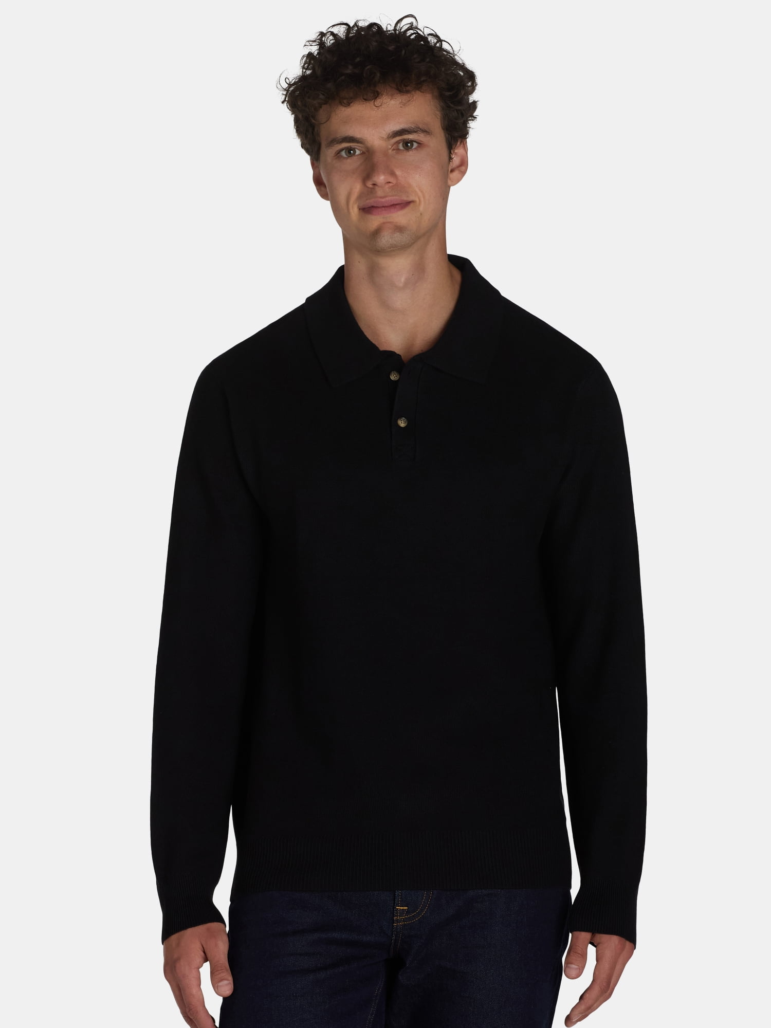 ANDE men's Sweater Polo Shirt - Long Sleeve Knit - Walmart.com