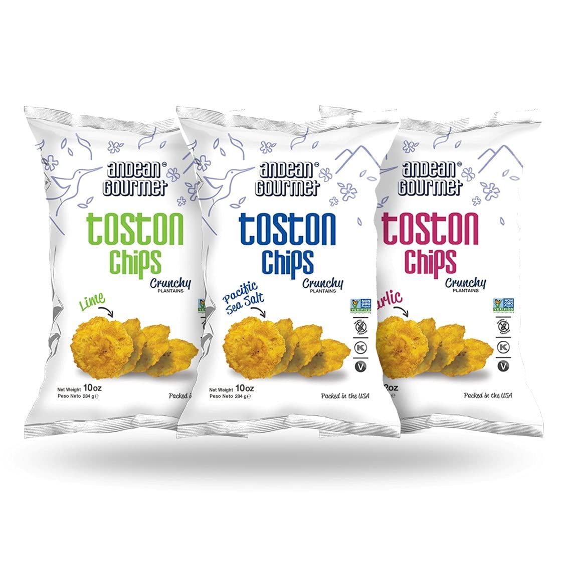 ANDEAN GOURMET Toston Chips 10oz (Pack of 3) Variety (Pacific Sea Salt ...