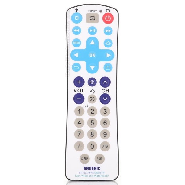 ANDERIC RR1003 Waterproof Easy Wipe Smart TV 1-Device Universal Remote ...