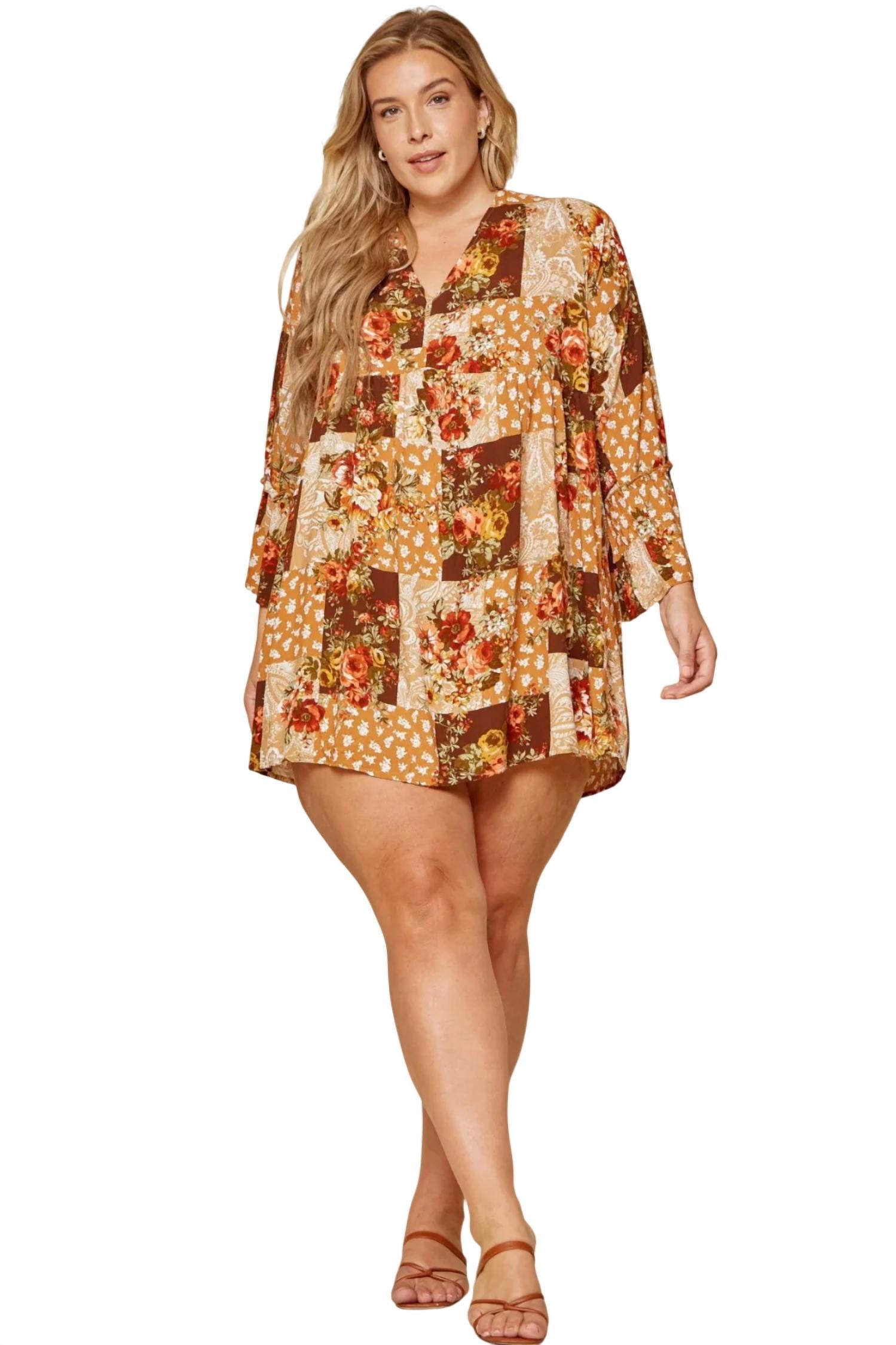 ANDREE BY UNIT Floral Patchwork Dress - Walmart.com