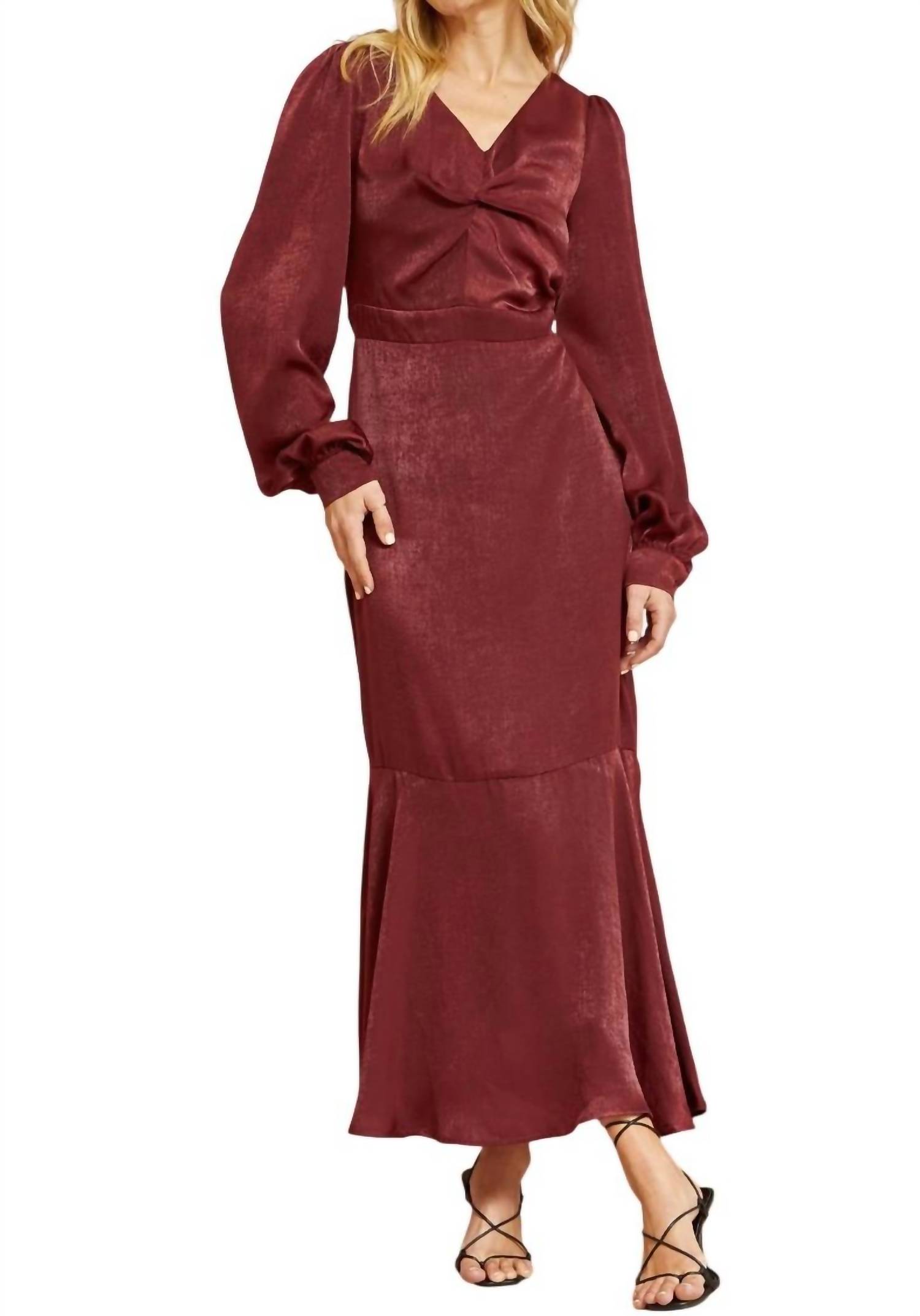 ANDREE BY UNIT Satin Maxi Dress With Ruffled Skirt - Walmart.com