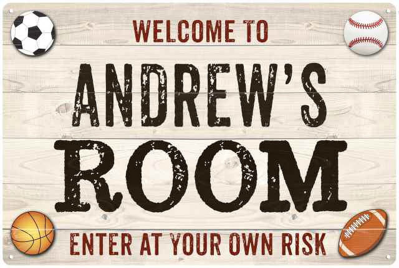 ANDREW'S Room Kids Bedroom Sign Boy's 8x12 Metal 208120090007 - Walmart.com
