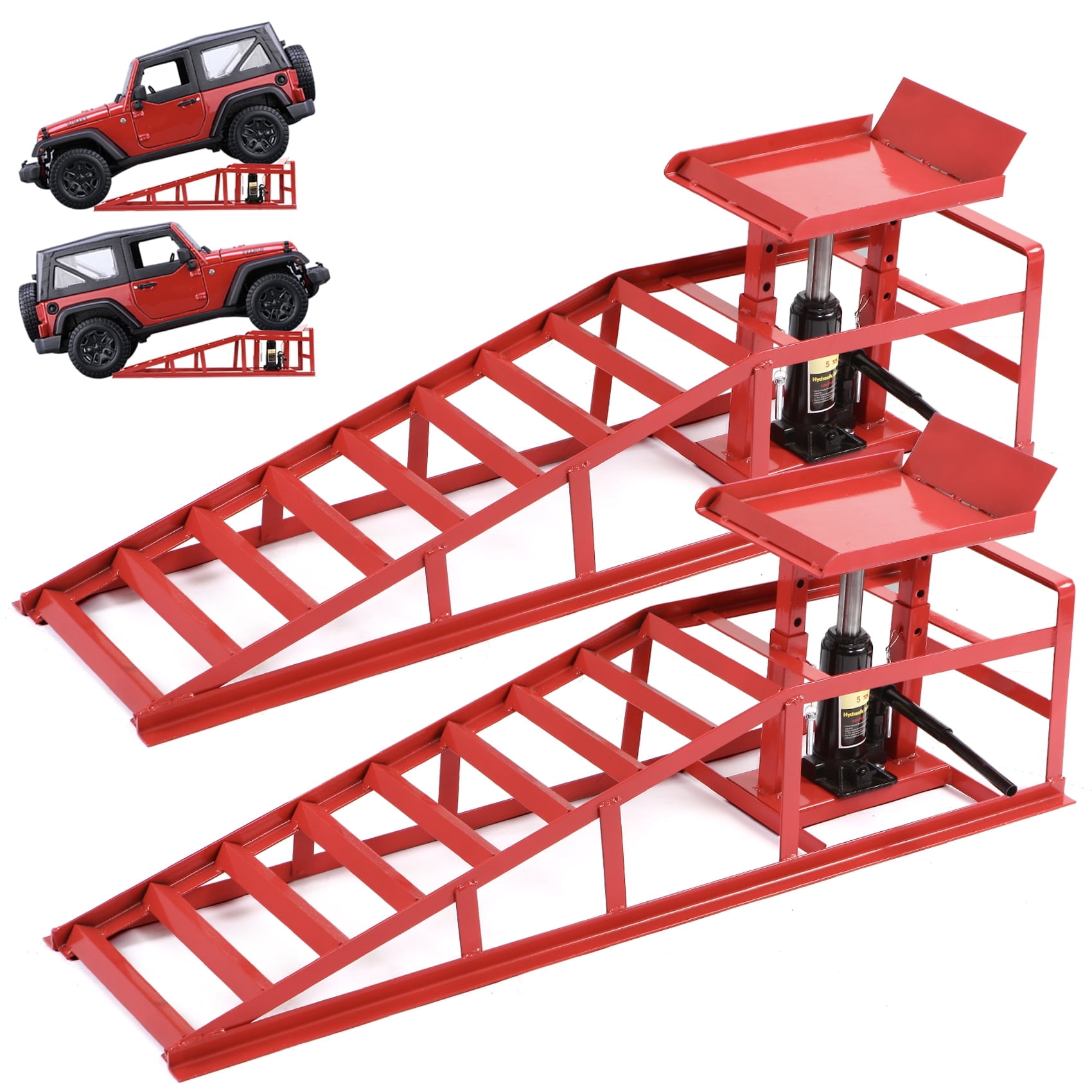 ANDTE Steel Auto Hydraulic Car Ramps, High Lift for Low Trucks ...