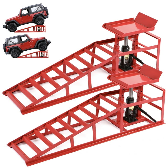ANDTE Hydraulic Car Ramps, 2 Pack High Lift Service Ramps for Vehicles ...