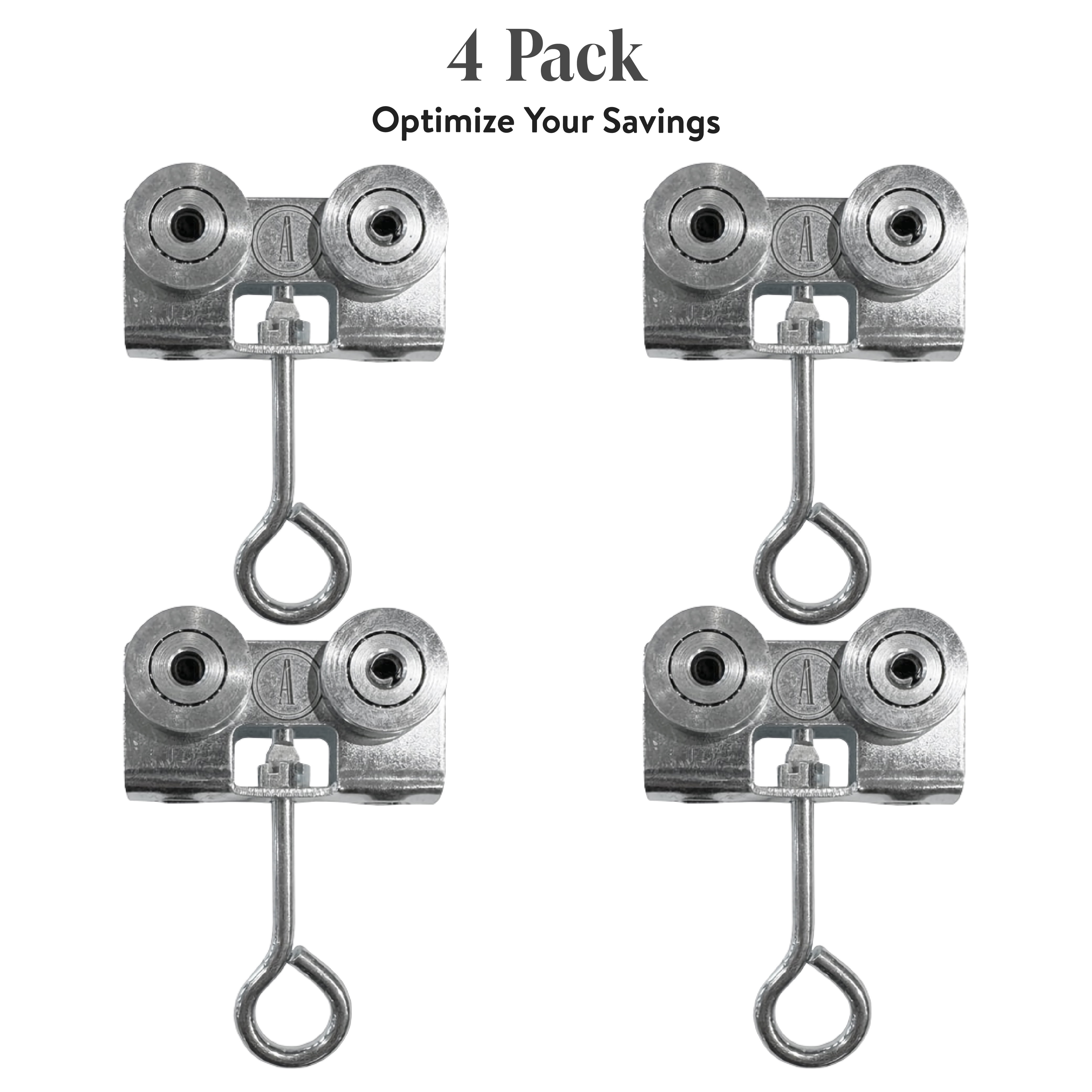 ANDUSTRIAL - 4 Bearing Trolley Assembly Rollers With Eye Loop/Hook ...