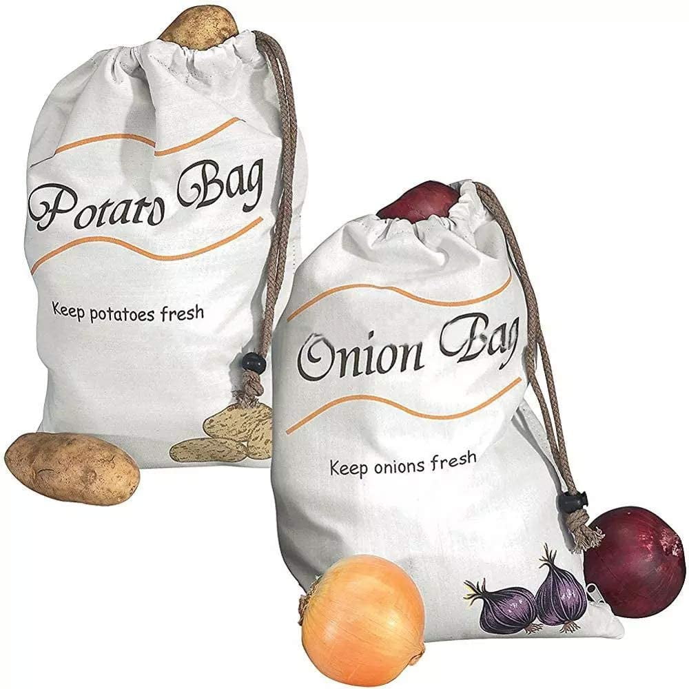 ANDUUNI Reusable Produce Storage Bags,2 Pack Vegetable Bags Potato ...