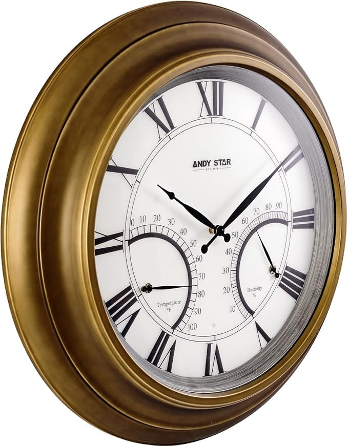ANDY STAR 24 Inch Outdoor Clocks Waterproof,Large Outdoor Wall Clocks ...