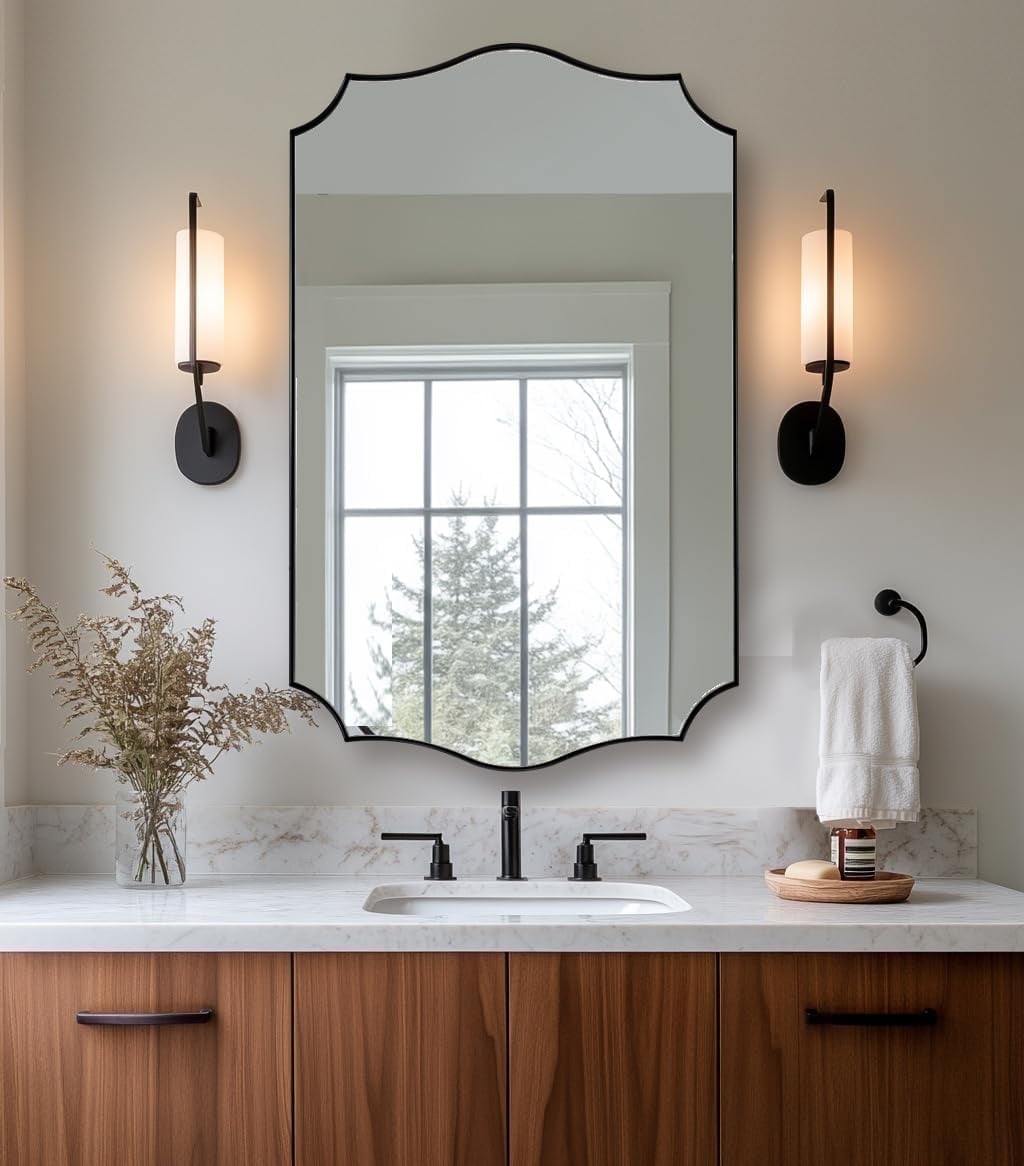 ANDY STAR 24x40 Inch Black Mirror, Matte Black Bathroom Mirror, Unique ...