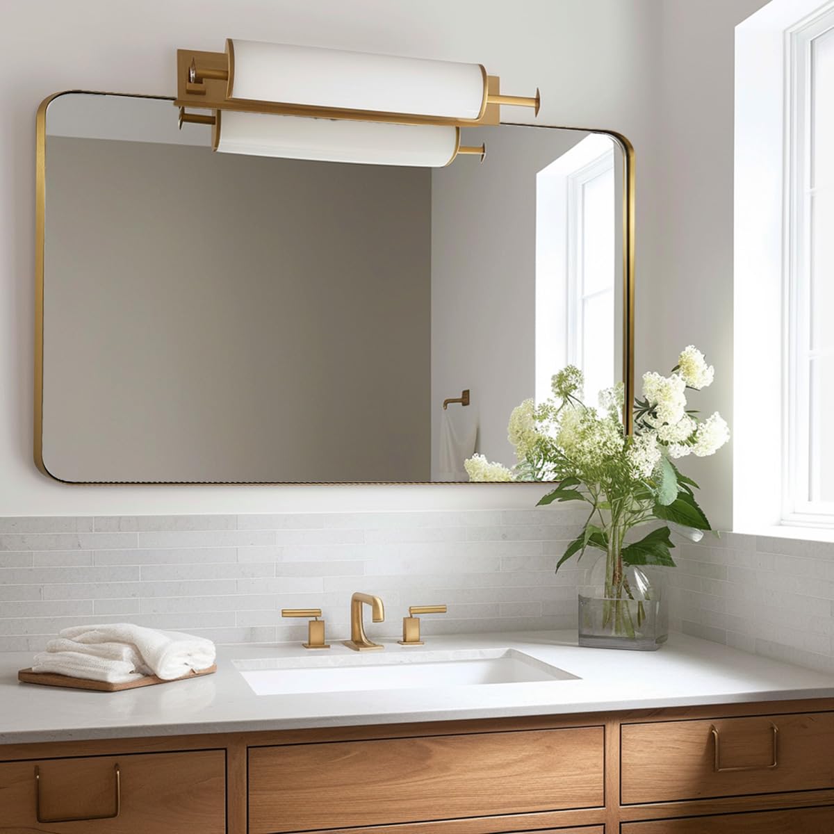 ANDY STAR 30"x48" Brass Gold Bathroom Mirror, Large Wall Mirror for ...