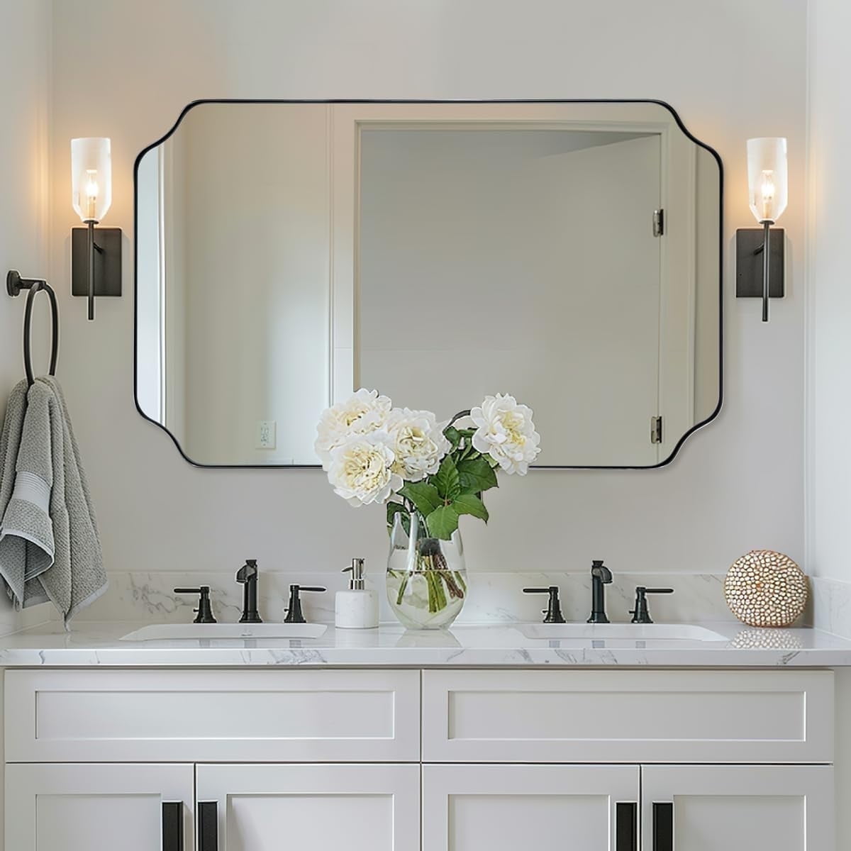 ANDY STAR 30"x48" Inch Large Mirror, Matte Black Rectangle Mirror for ...