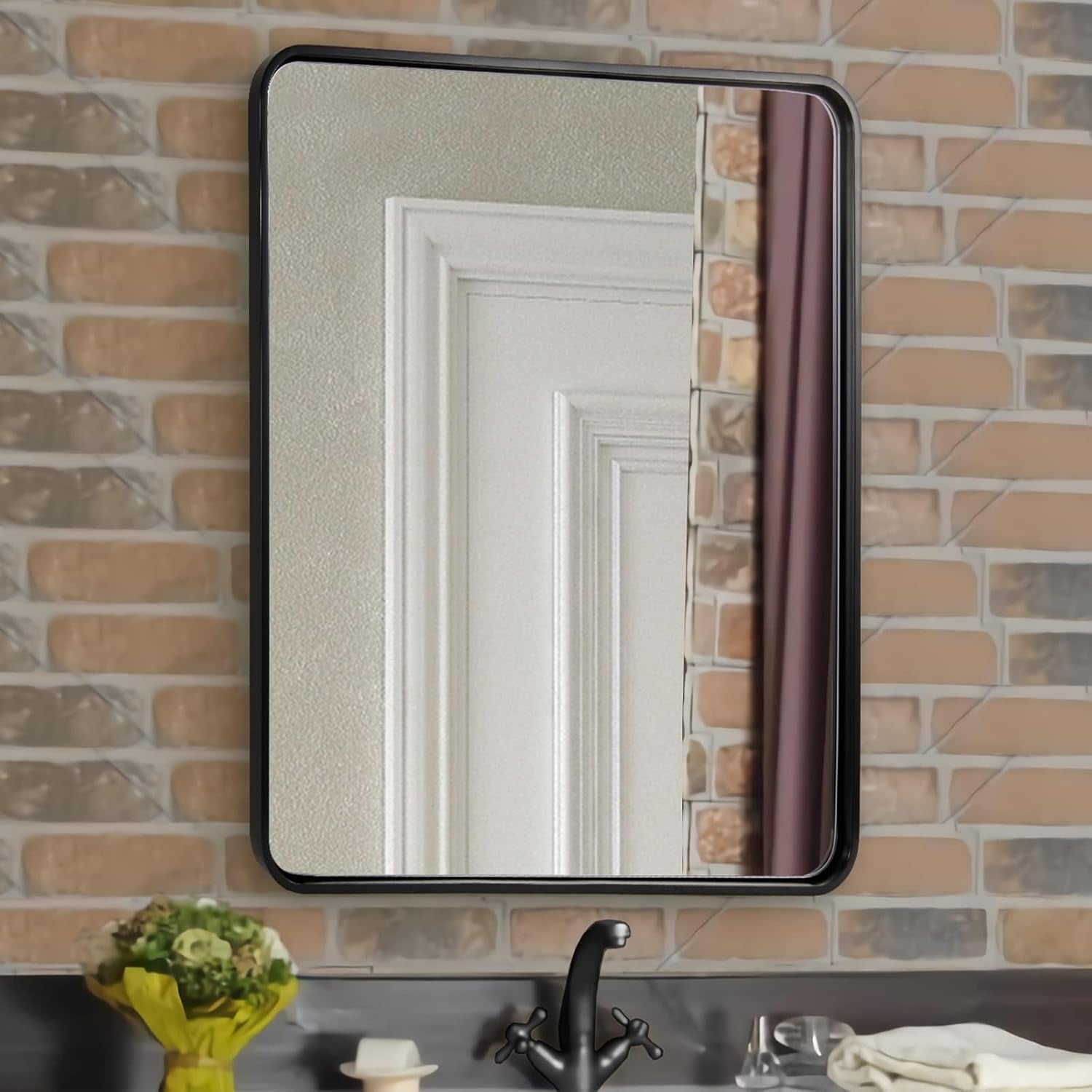 ANDY STAR 30x36’’ Bathroom Mirrors for Wall, Matte Black Bathroom Vanity Mirror, Contemporary ...