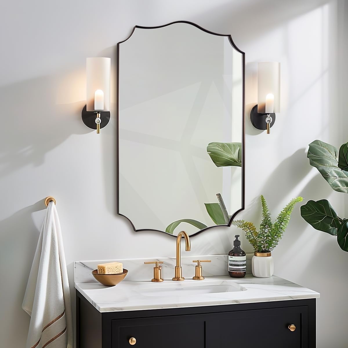 ANDY STAR Brushed Bronze Mirror, 24"x36" Bronze Rectangle Mirror ...