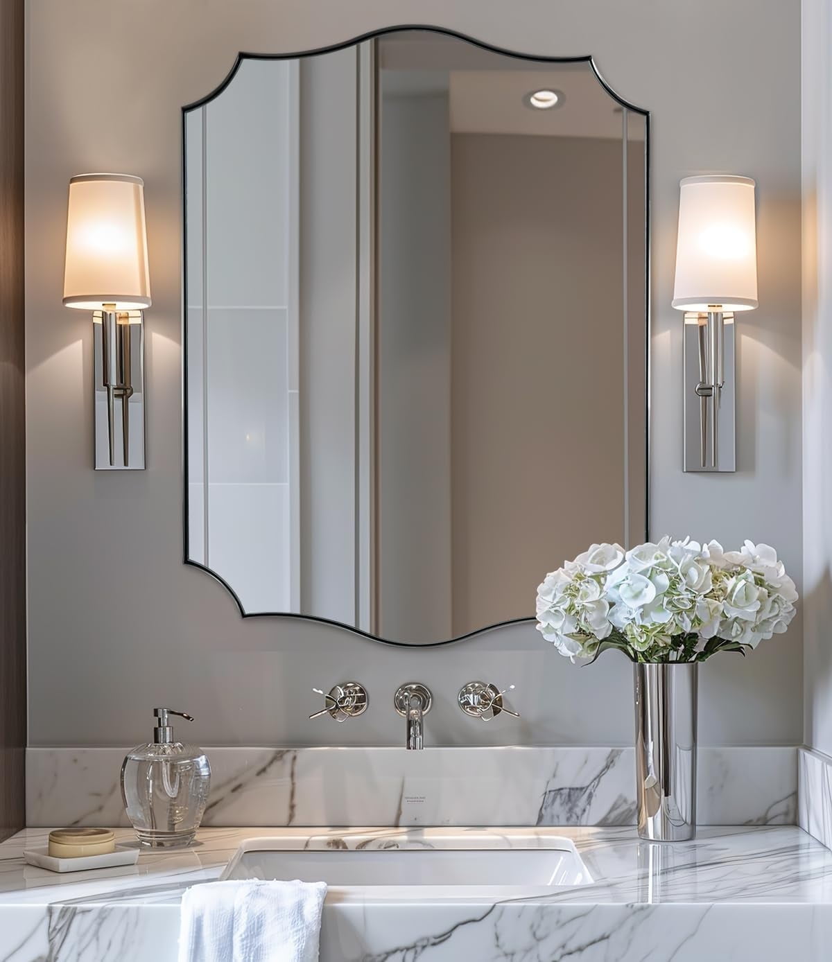 ANDY STAR Chrome Bathroom Mirror for Wall, 24"x32" Inch Polished Chrome ...