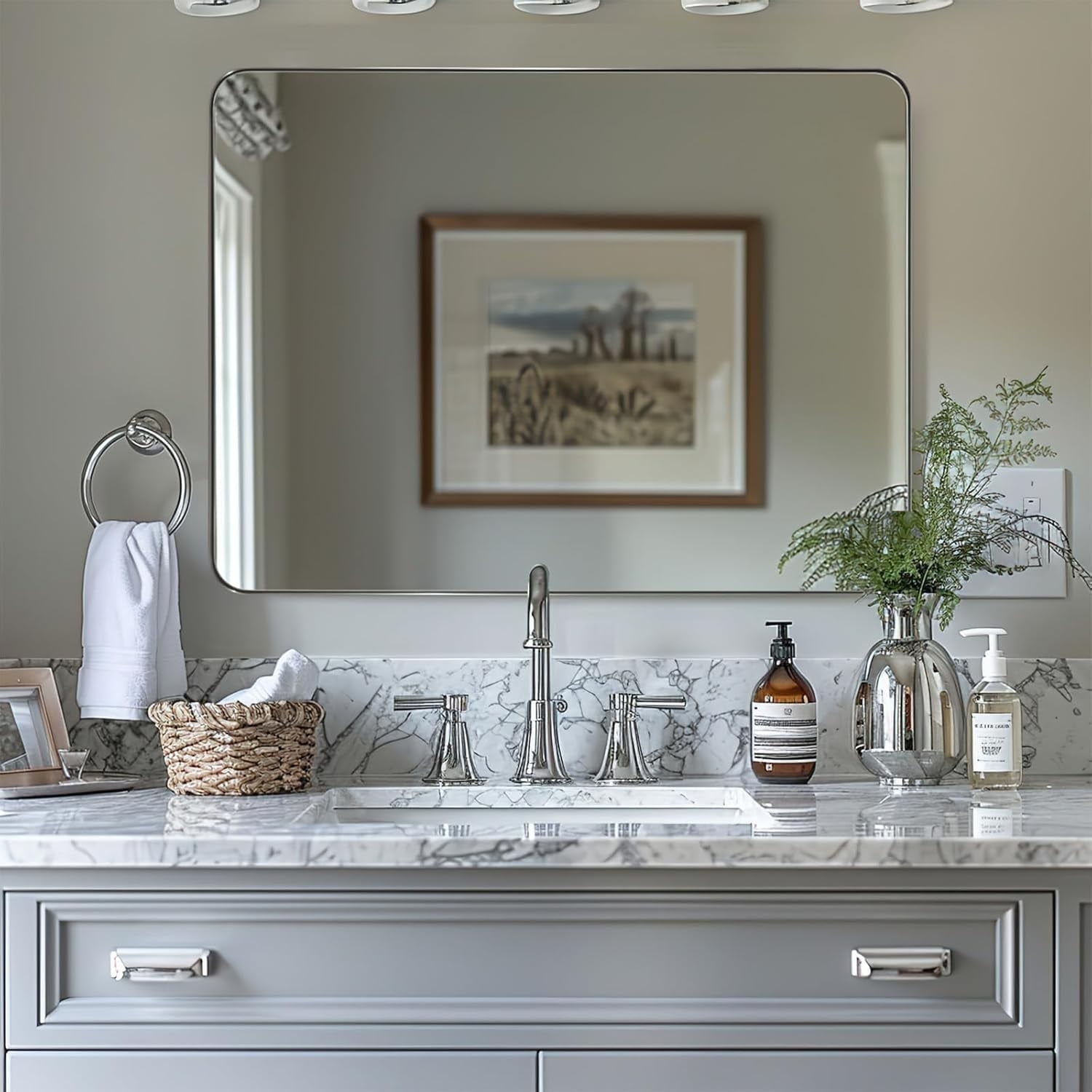 ANDY STAR Chrome Bathroom Mirrors for Over Sink, 24x32 Inch Polished ...